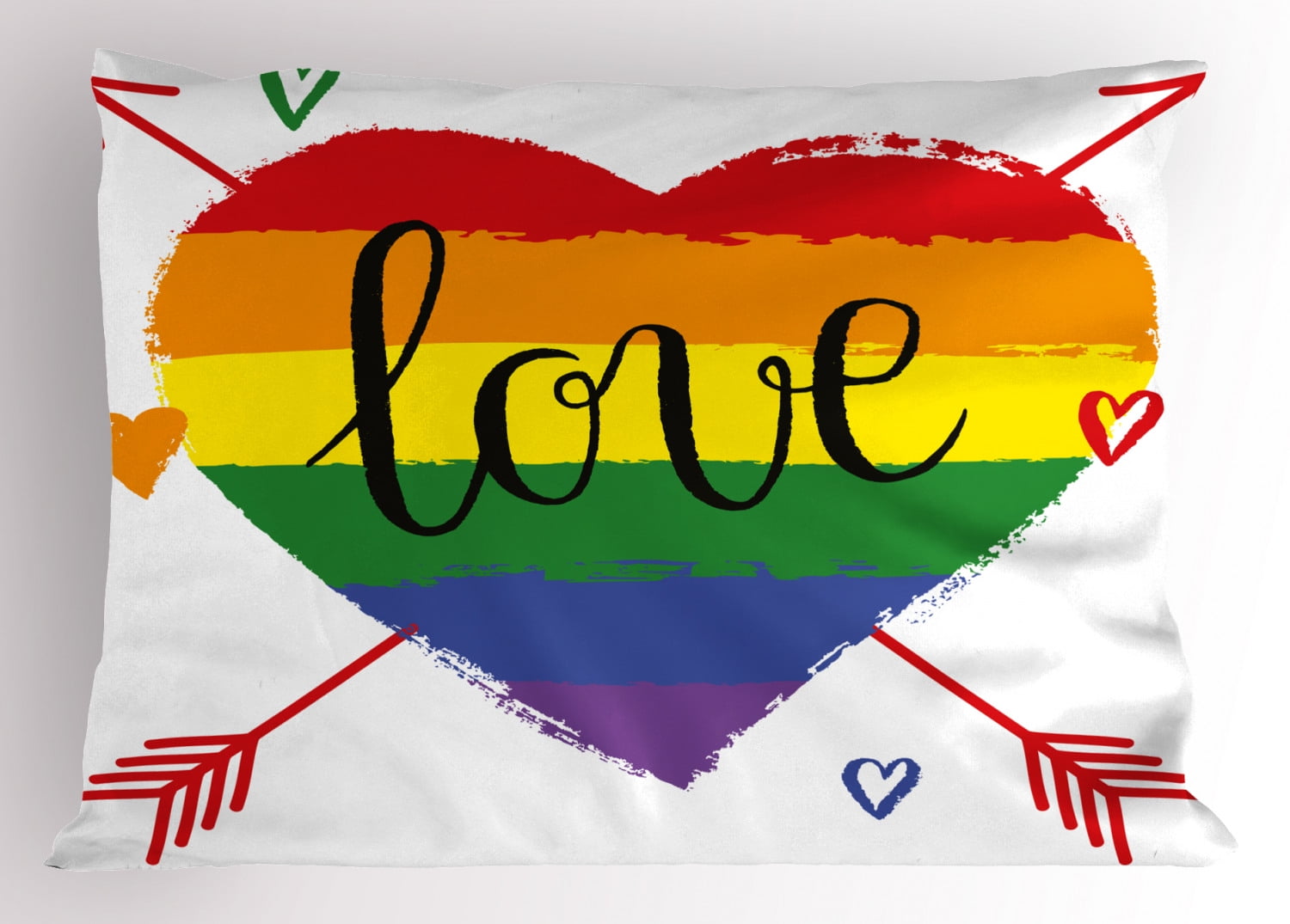 Ambesonne Pride Pillow Sham, Heart Arrows Love Doodle, 26" X 20 ...
