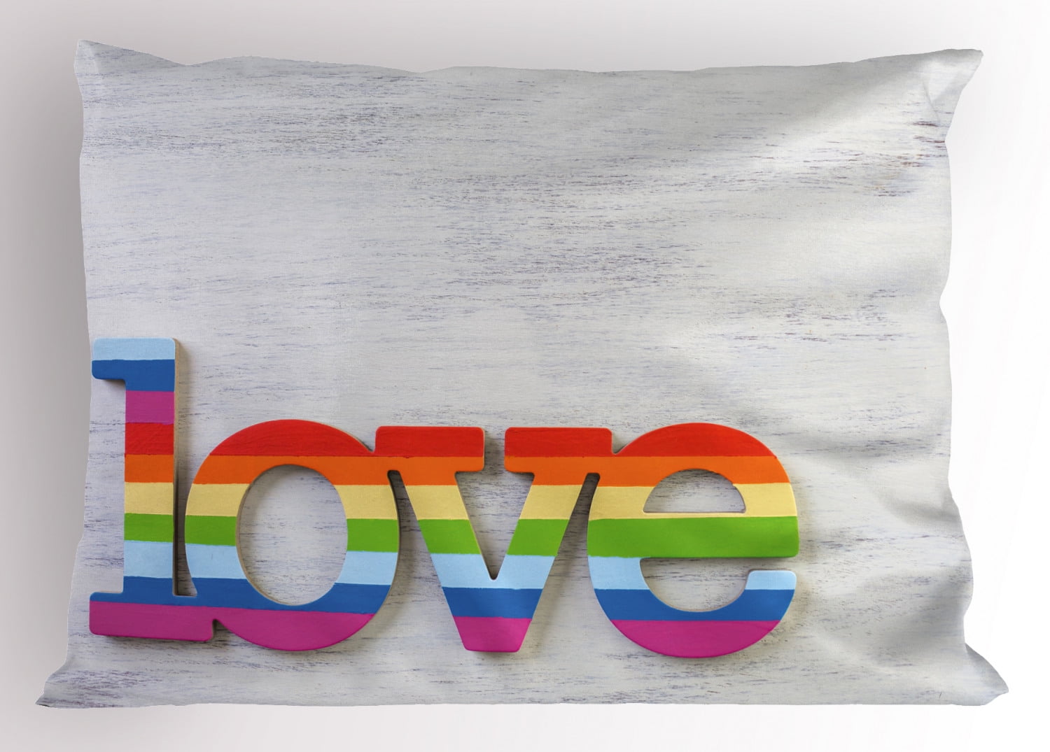 Ambesonne Pride Pillow Sham, Love Sign on Wood Planks, 26" X 20 ...