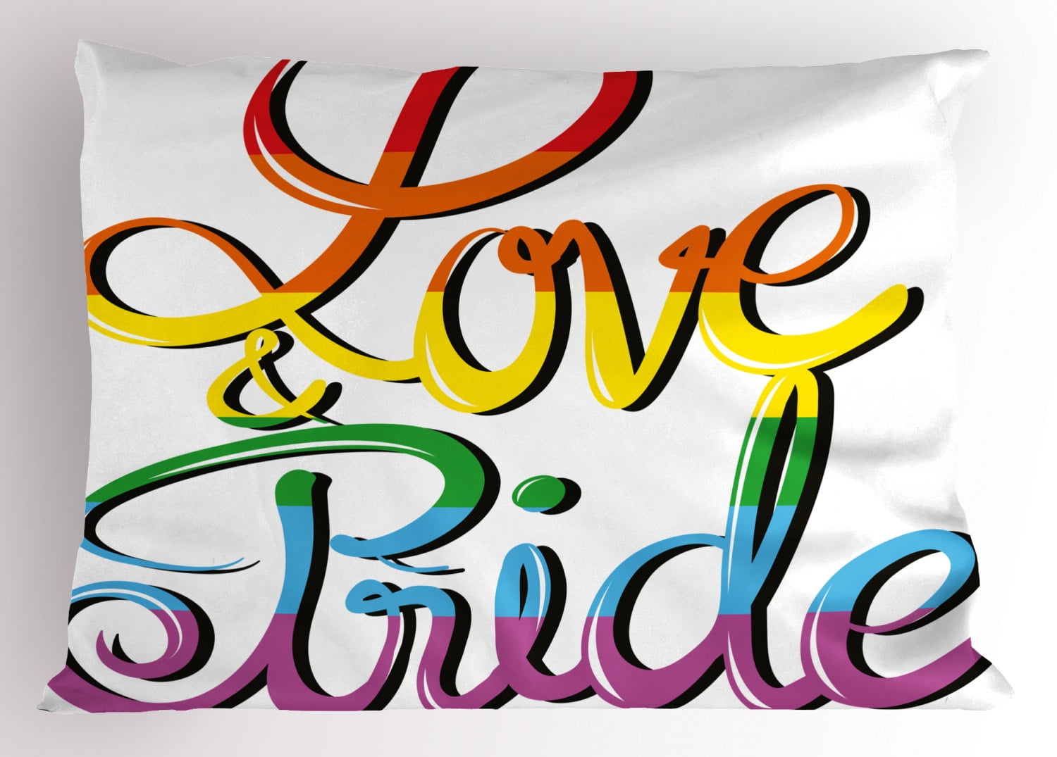 Ambesonne Pride Pillow Sham, Love Text Rainbow Colors, 36" X 20 ...