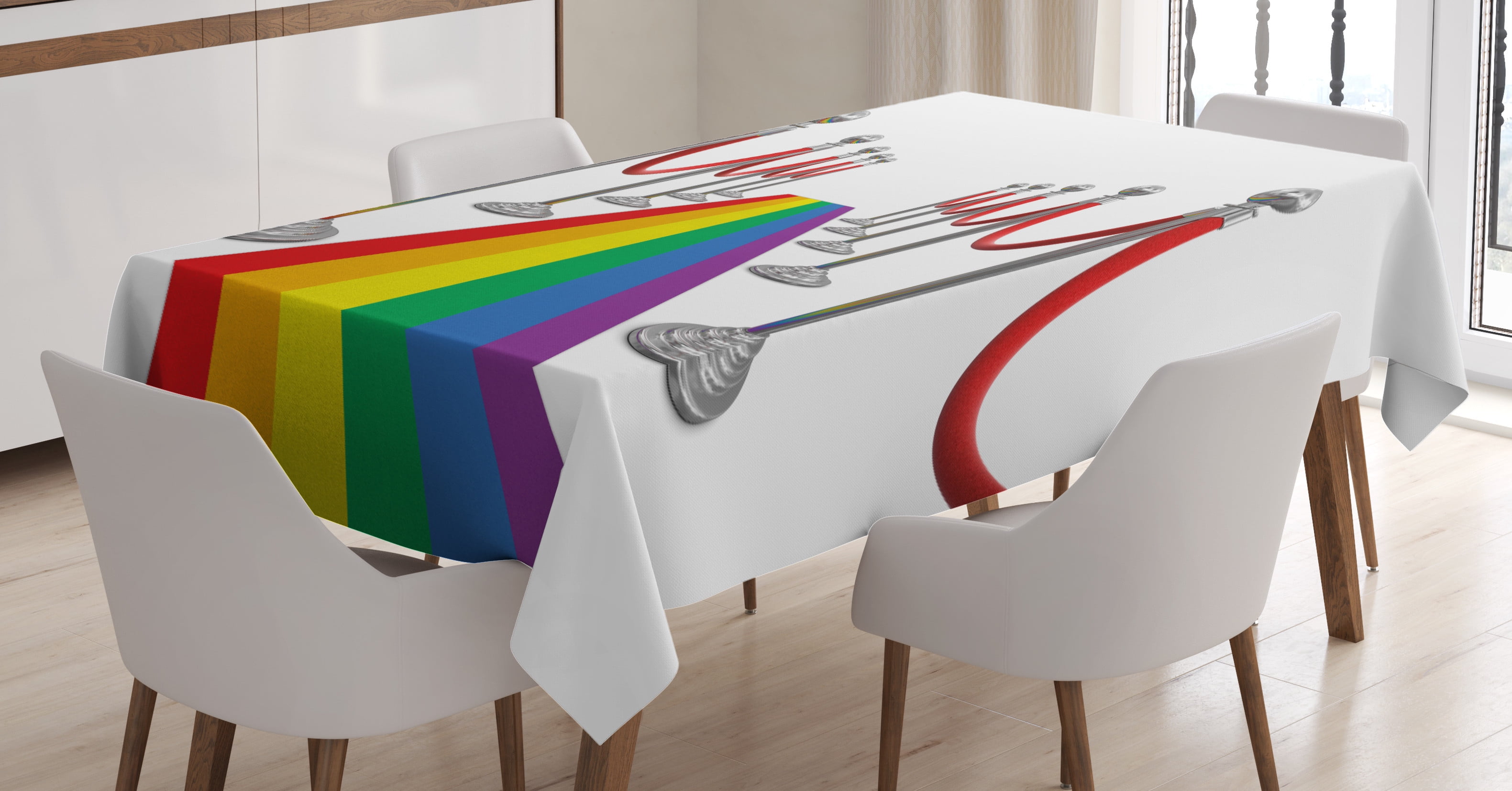 Ambesonne Pride Tablecloth Rectangular Table Cover, Carpet Stanchions ...