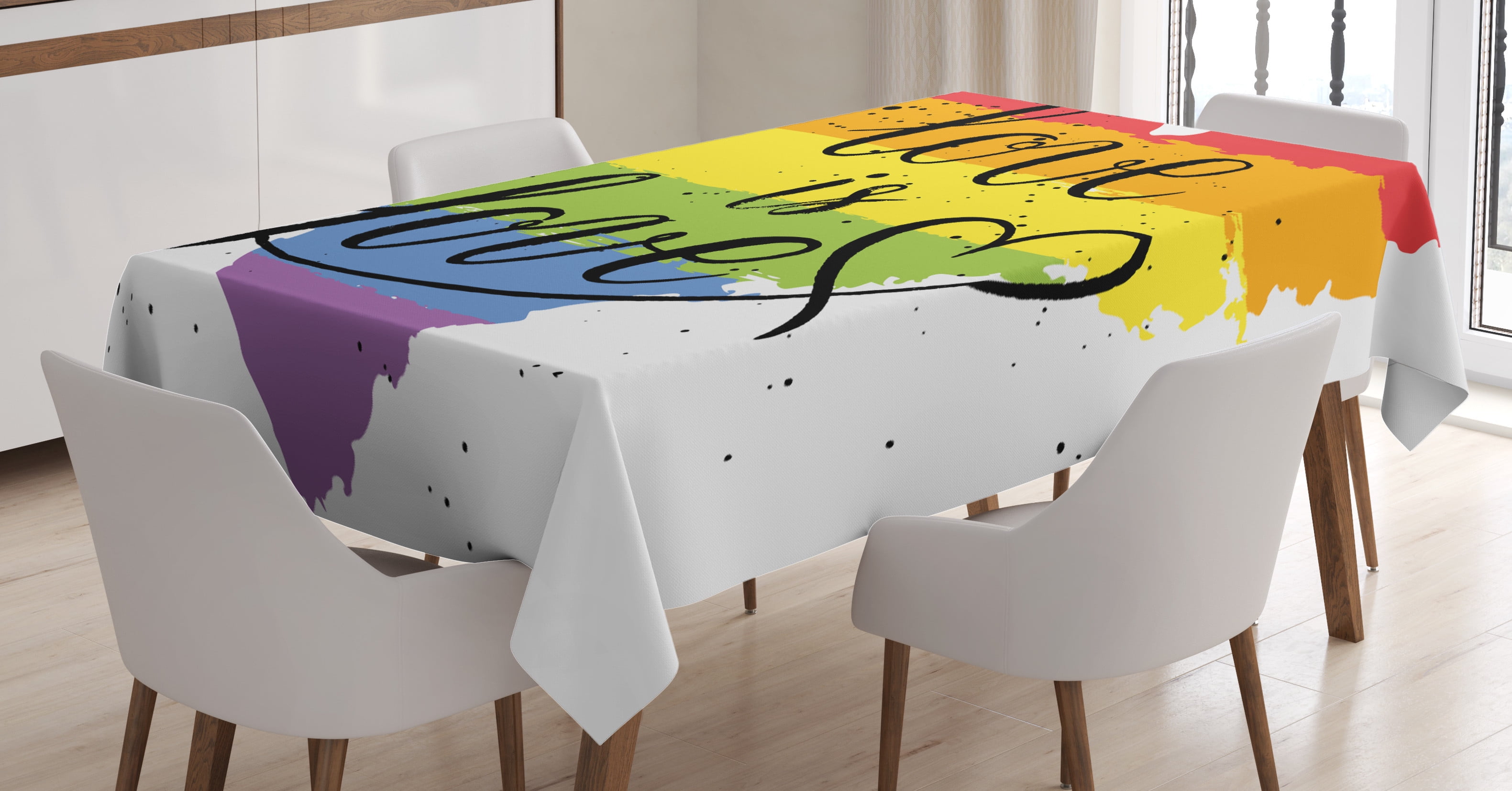 Ambesonne Pride Tablecloth Rectangular Table Cover, Love is Love Art ...