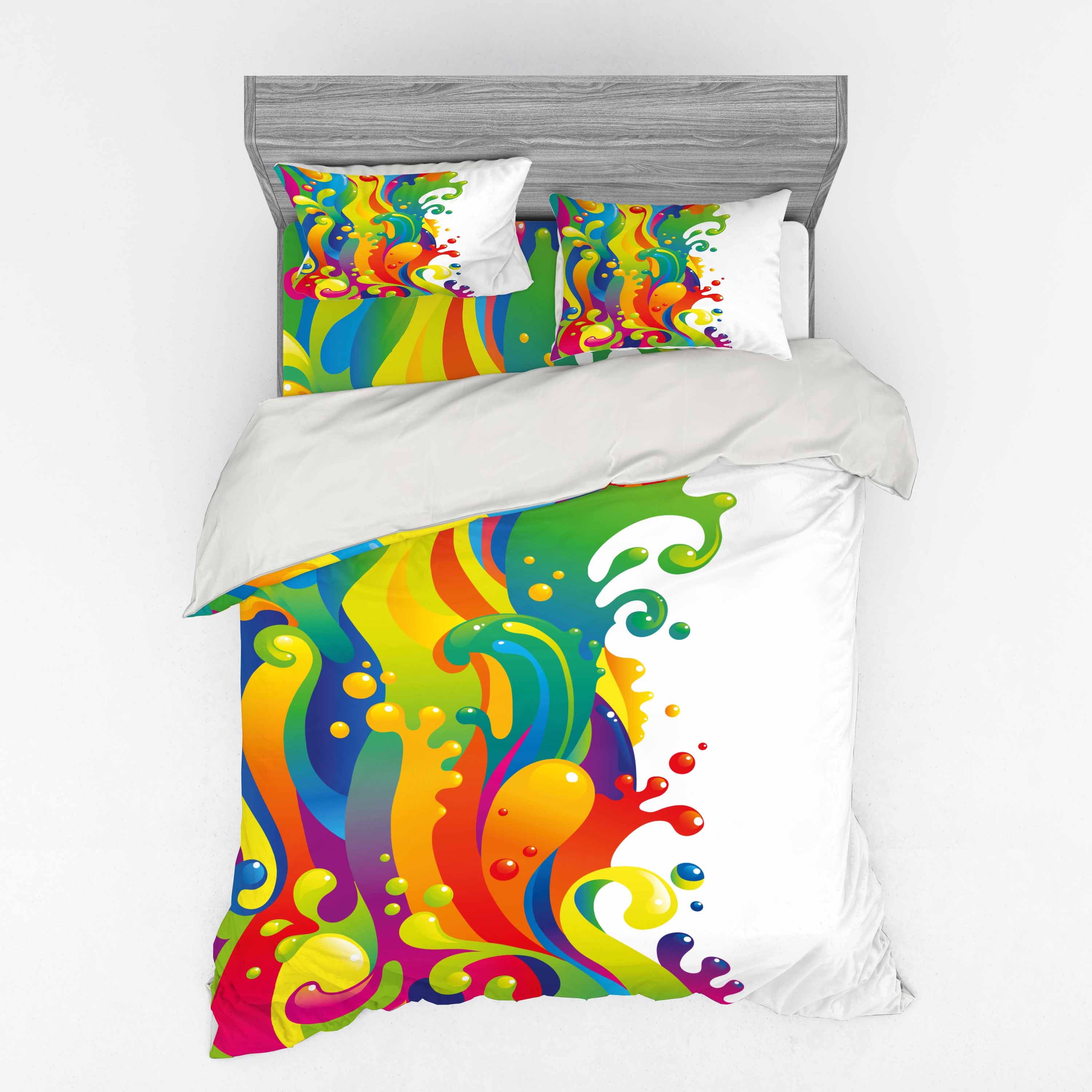 Ambesonne Psychedelic Bedding Set 4 Pcs, Rainbow Splash, Queen ...