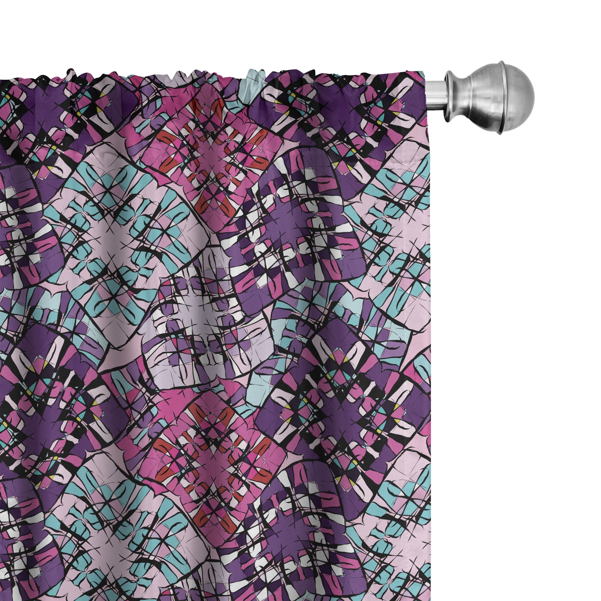 Ambesonne Psychedelic Curtains, Funky Graffiti Art, Pair of 28"x63 ...