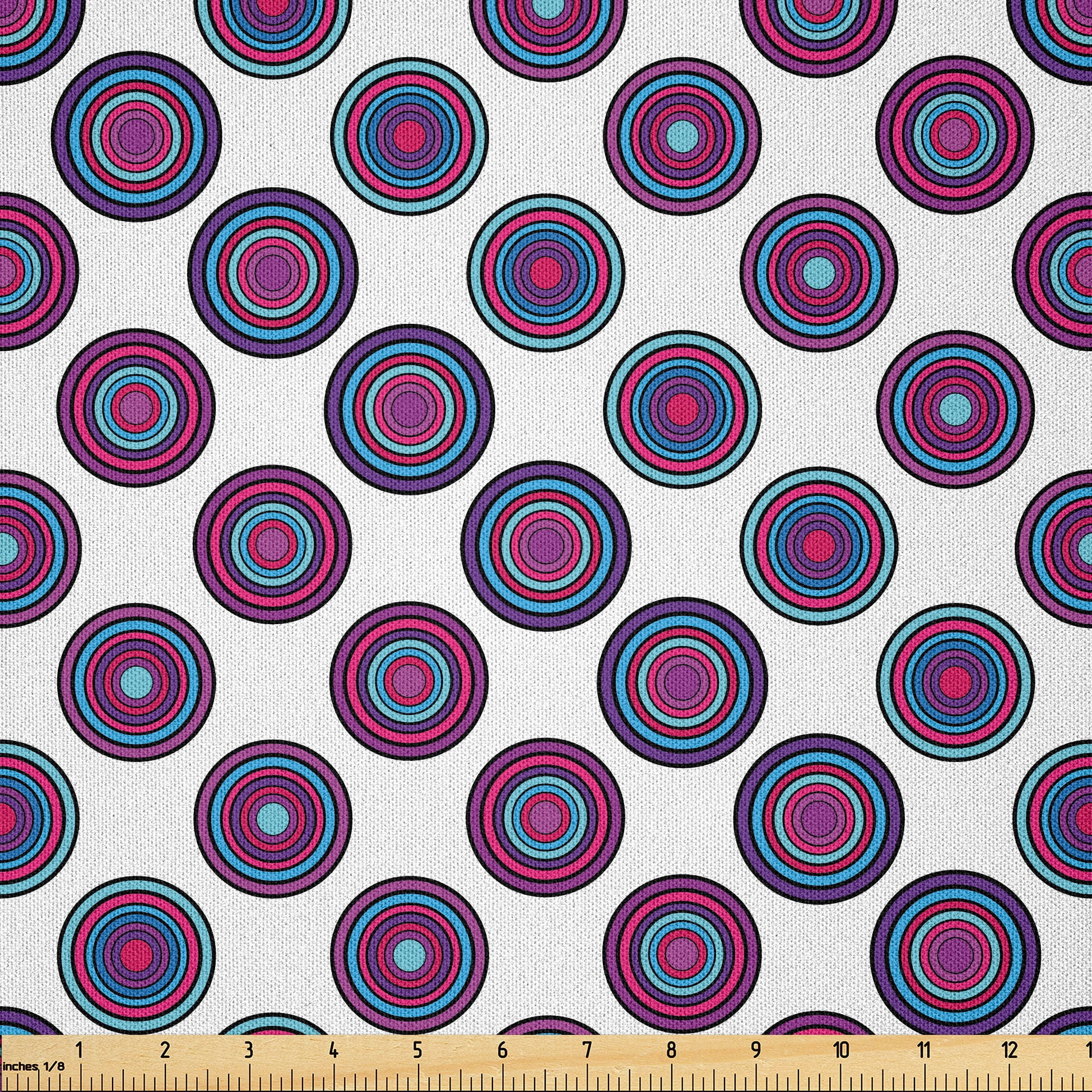 Ambesonne Psychedelic Fabric by the Yard Microfiber, Trippy Round ...
