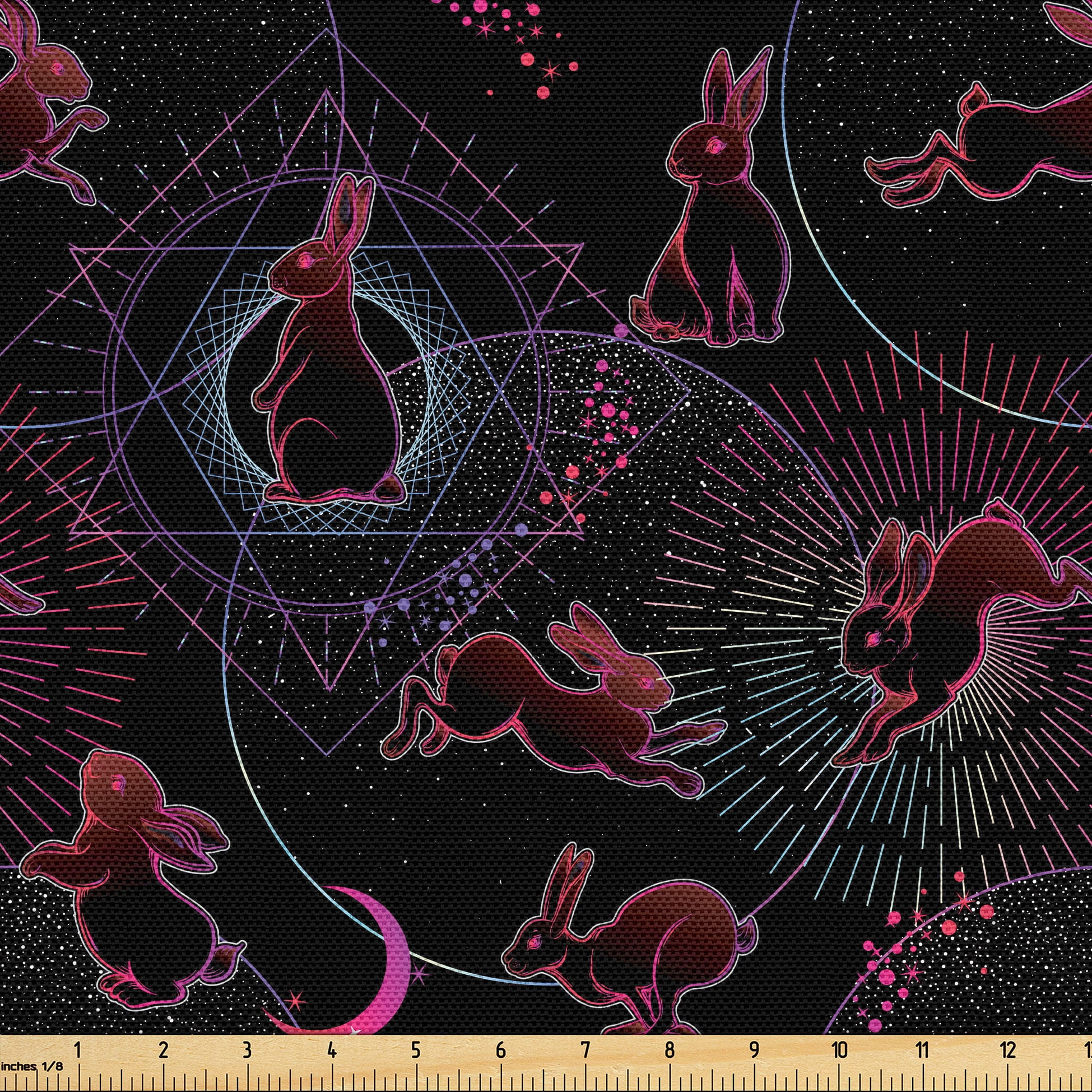 Ambesonne Psychedelic Fabric by the Yard Upholstery, Trippy Astro ...