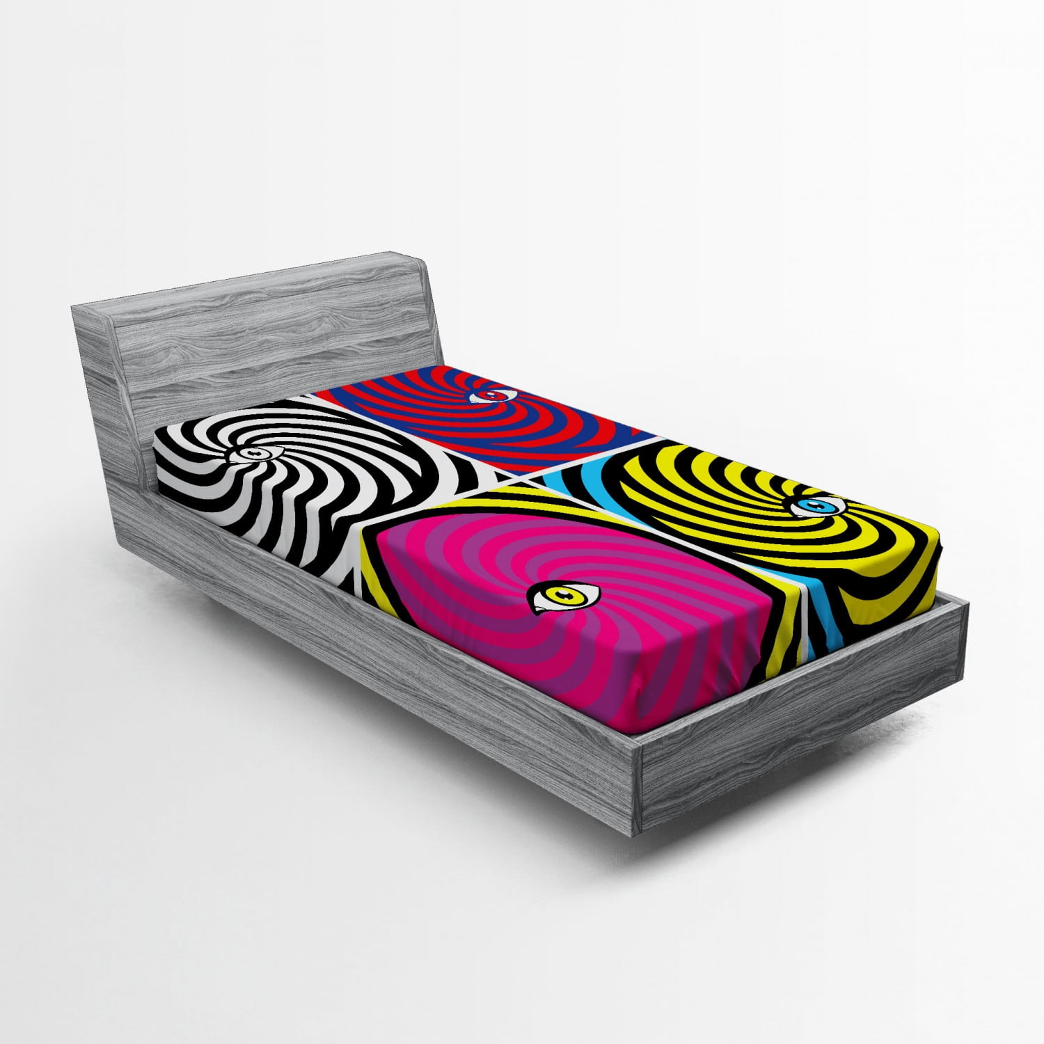 Ambesonne Psychedelic Fitted Sheet, Pop Art Hypnotic, Twin XL Size ...