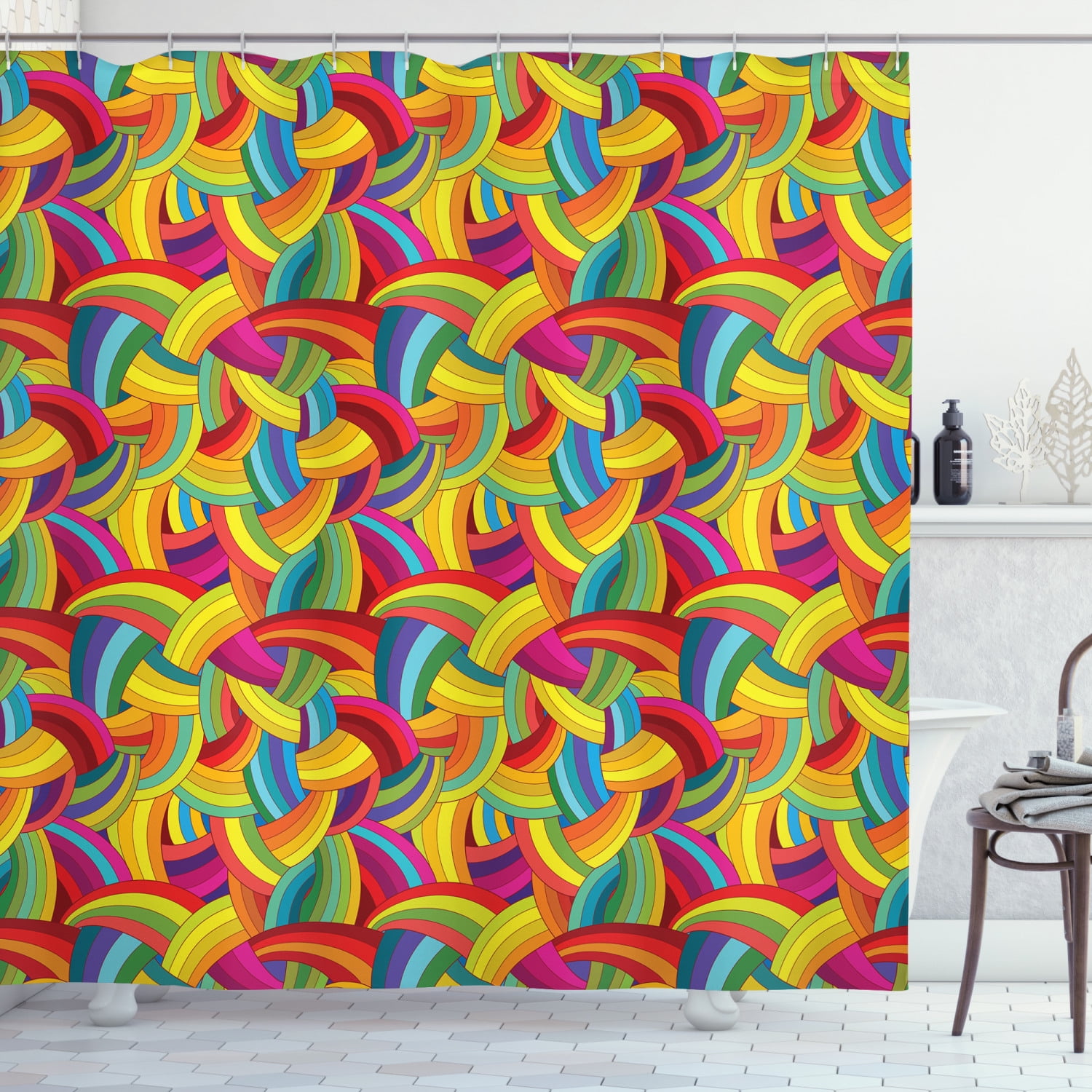 Ambesonne Psychedelic Shower Curtain, Colorful Rainbow, 69"Wx84"L ...