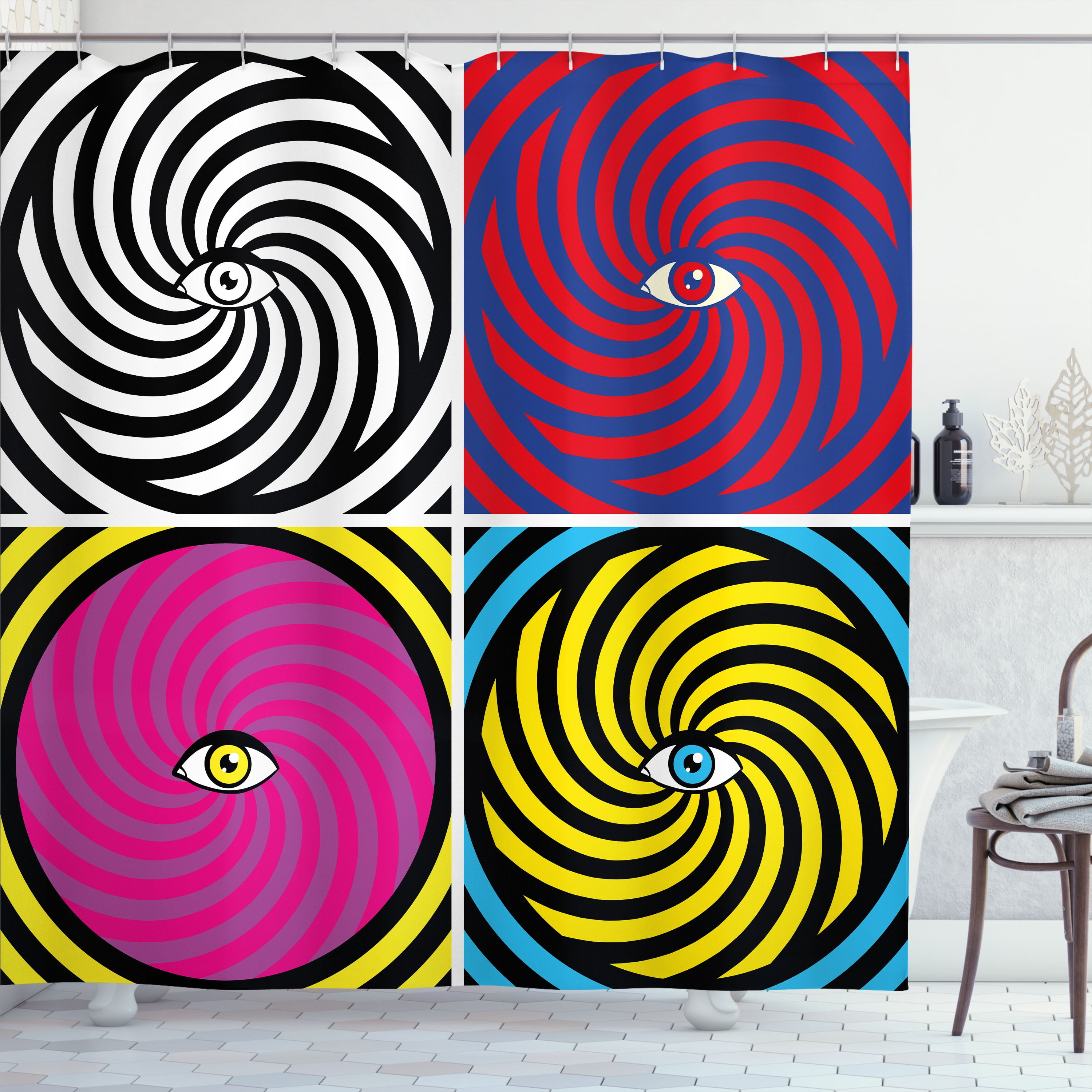Ambesonne Psychedelic Shower Curtain, Pop Art Hypnotic, 69"Wx75"L ...