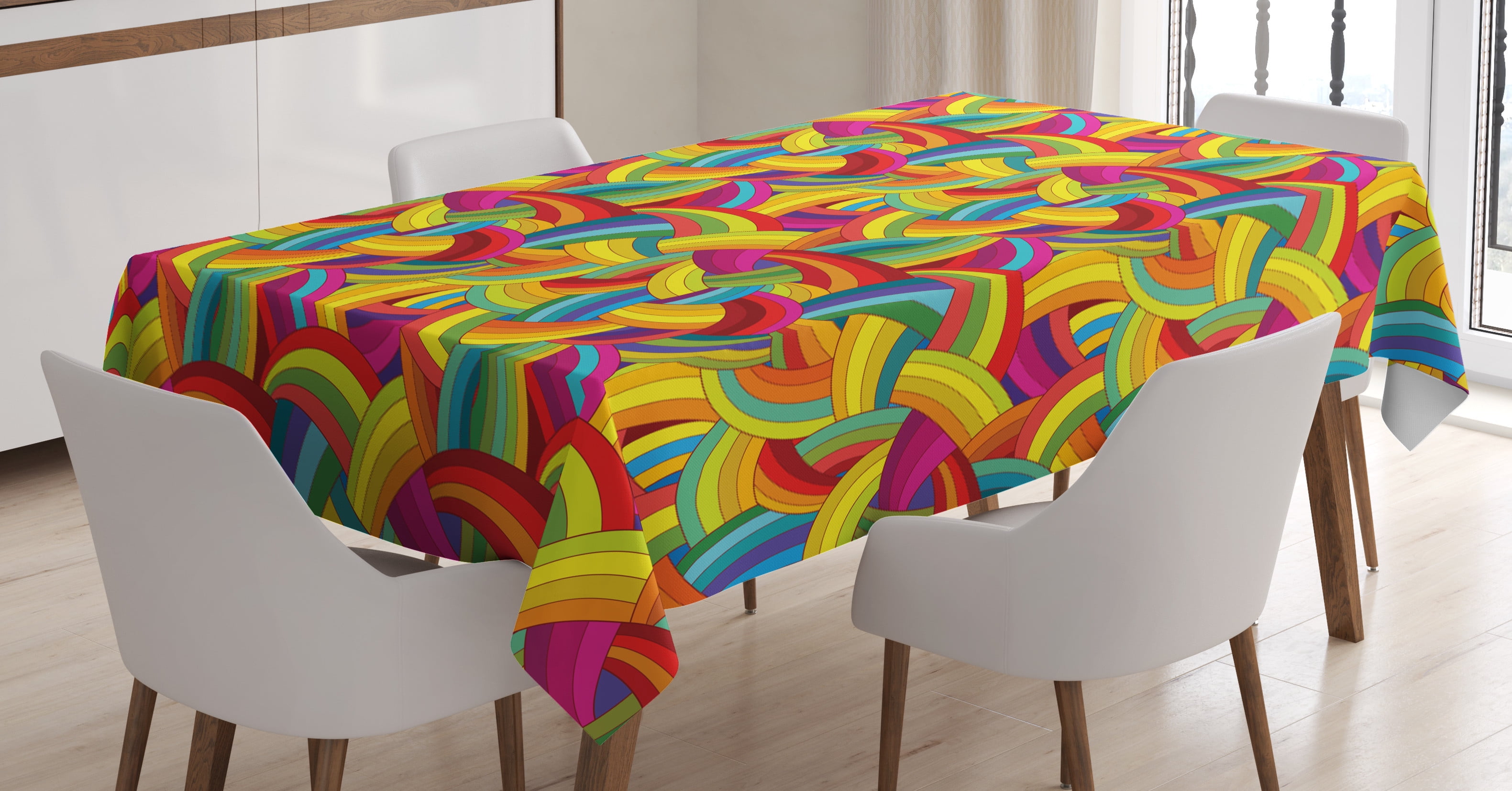 Ambesonne Psychedelic Tablecloth Rectangular Table Cover, Colorful ...