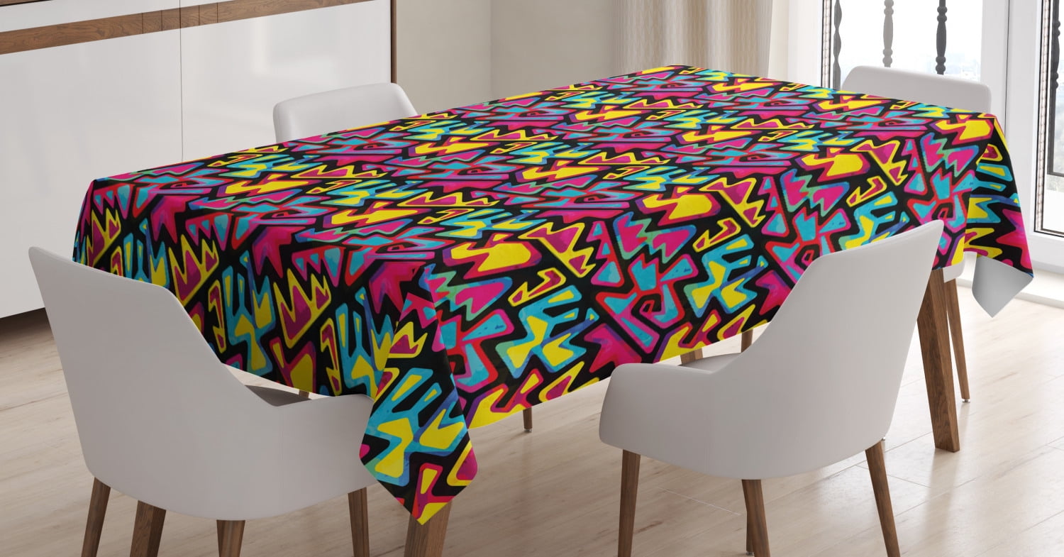 Ambesonne Psychedelic Tablecloth Rectangular Table Cover, Grunge ...