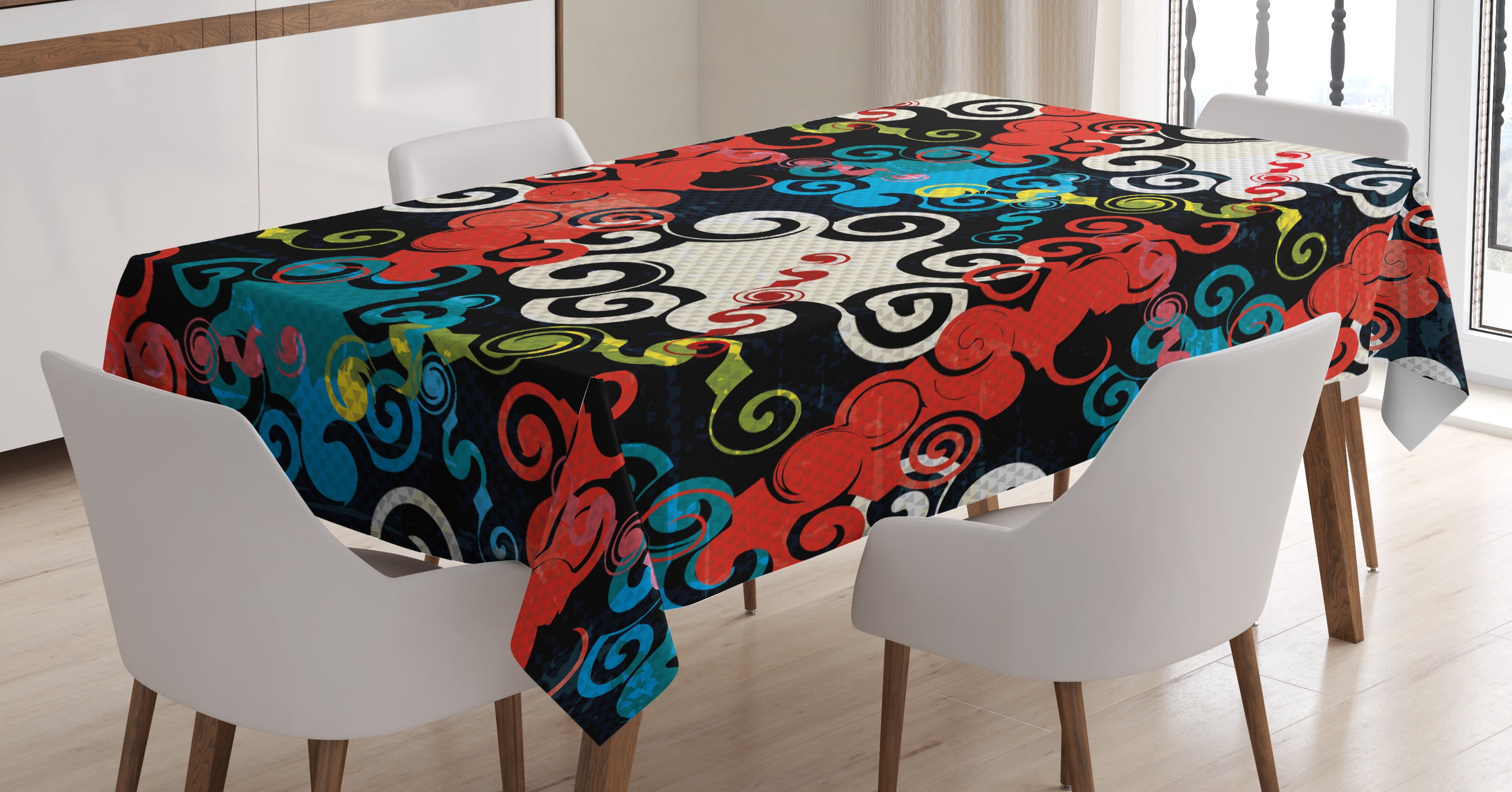 Ambesonne Psychedelic Tablecloth Rectangular Table Cover, Grunge Street ...
