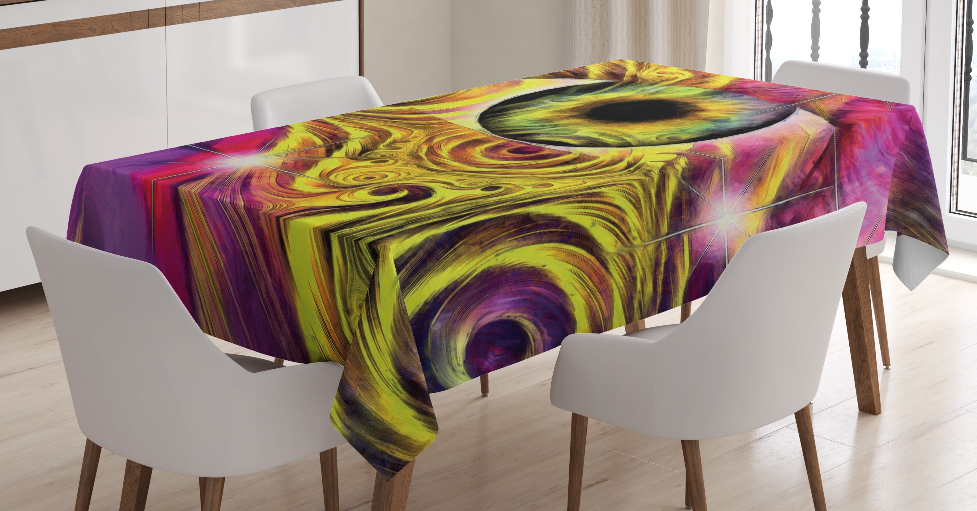 Ambesonne Psychedelic Tablecloth Rectangular Table Cover, Hippie Vivid ...
