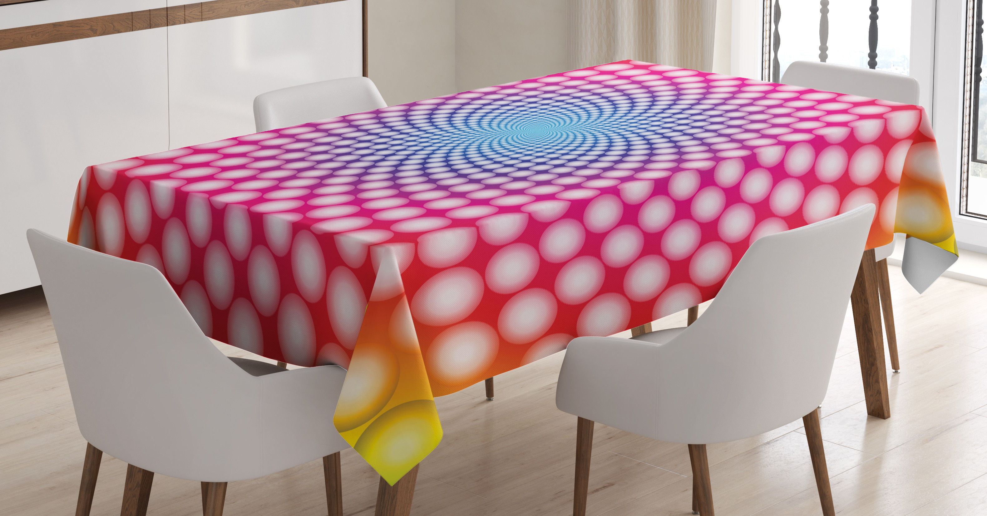 Ambesonne Psychedelic Tablecloth Rectangular Table Cover, Modern Dots ...