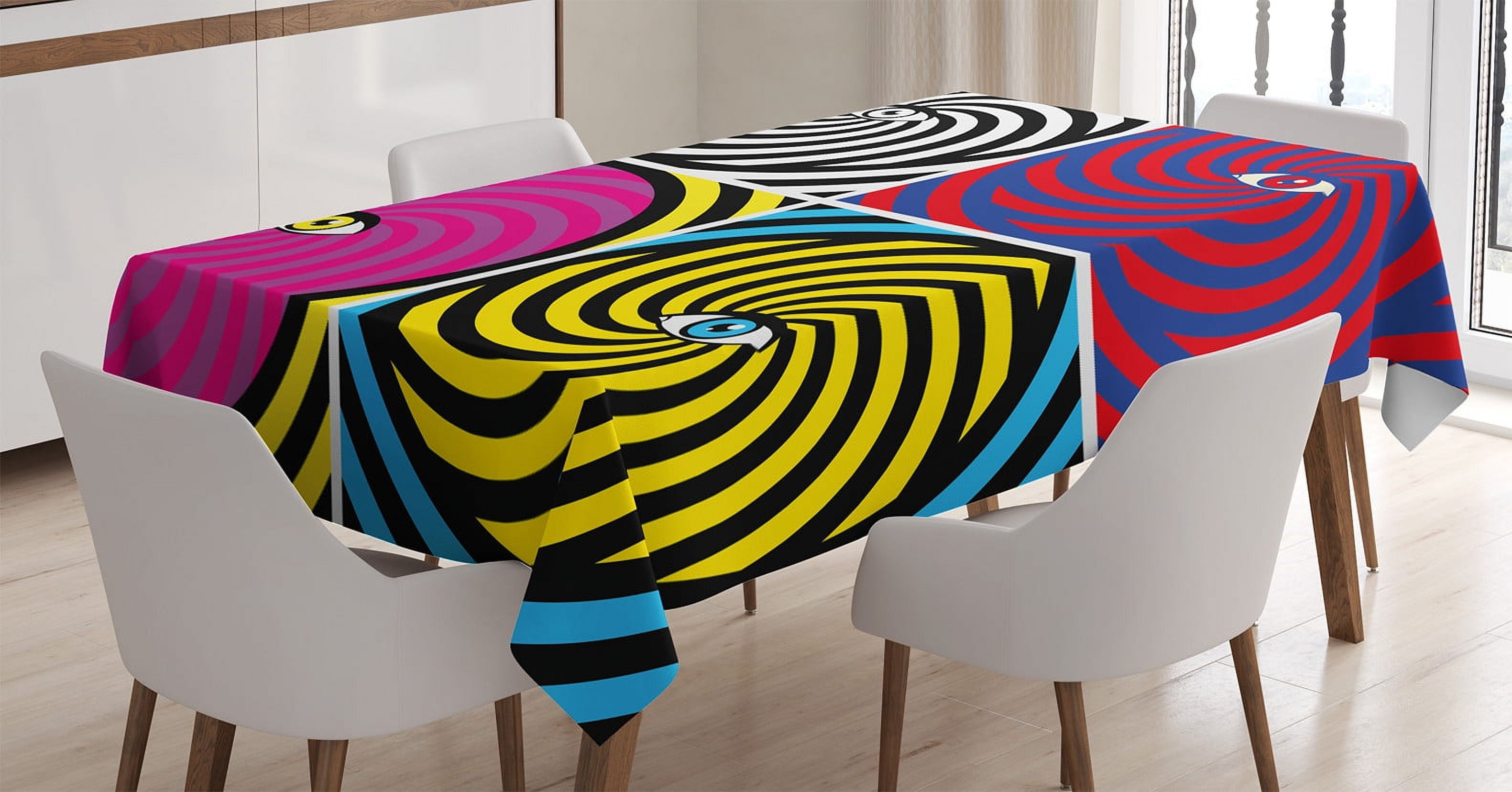 Ambesonne Psychedelic Tablecloth Rectangular Table Cover, Pop Art ...