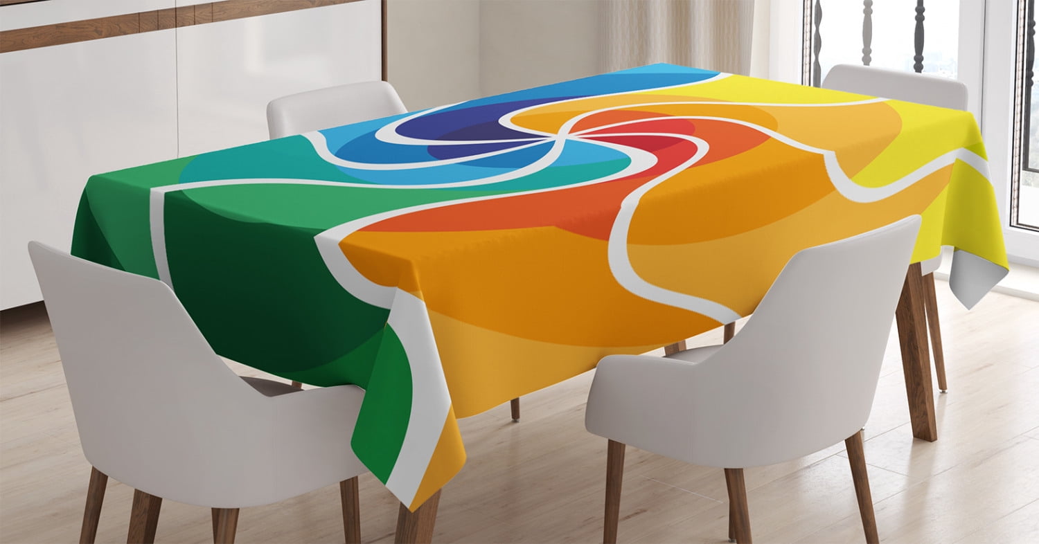 Ambesonne Psychedelic Tablecloth Rectangular Table Cover, Rainbow ...