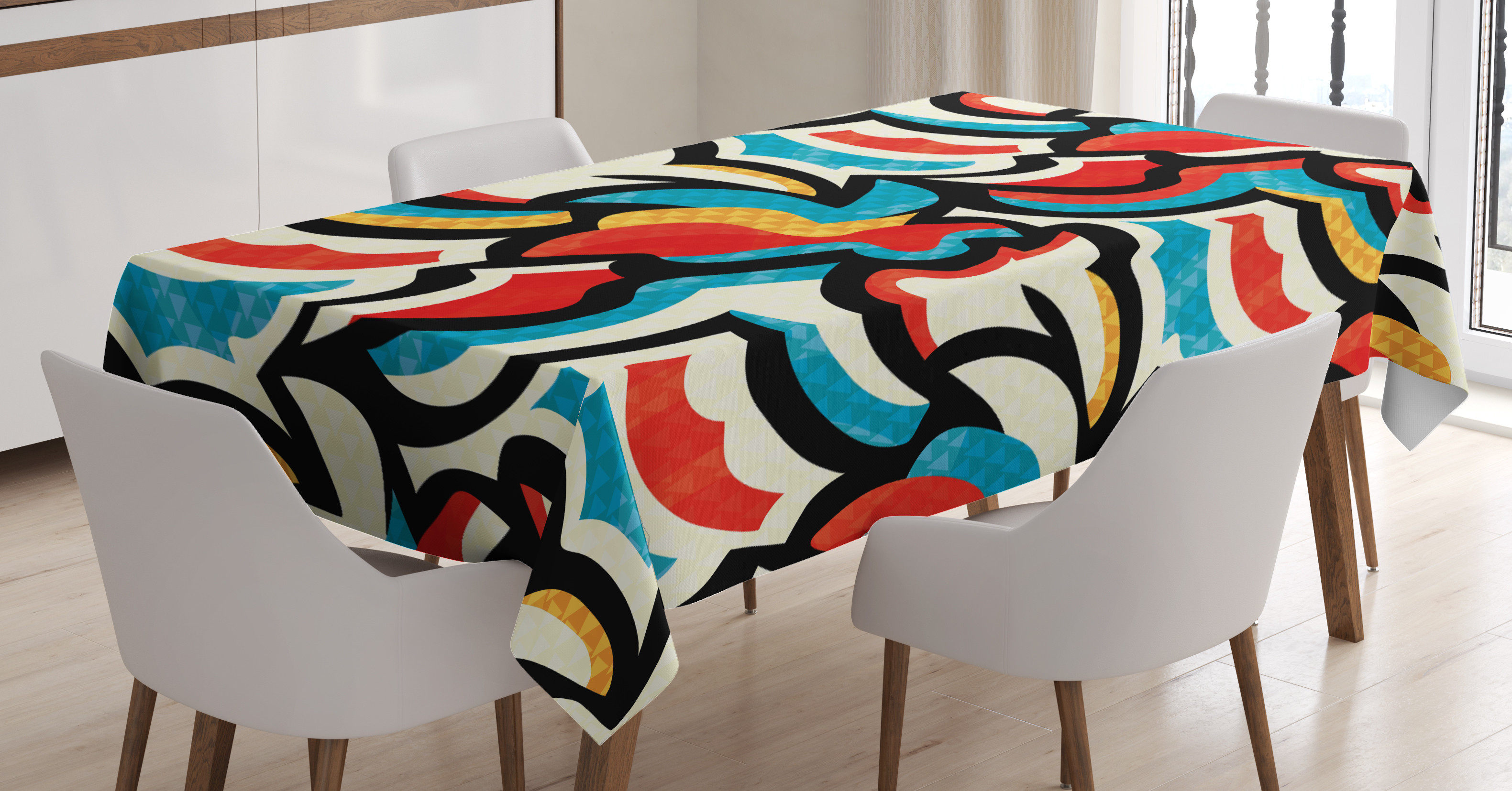 Ambesonne Psychedelic Tablecloth Rectangular Table Cover, Retro Modern ...