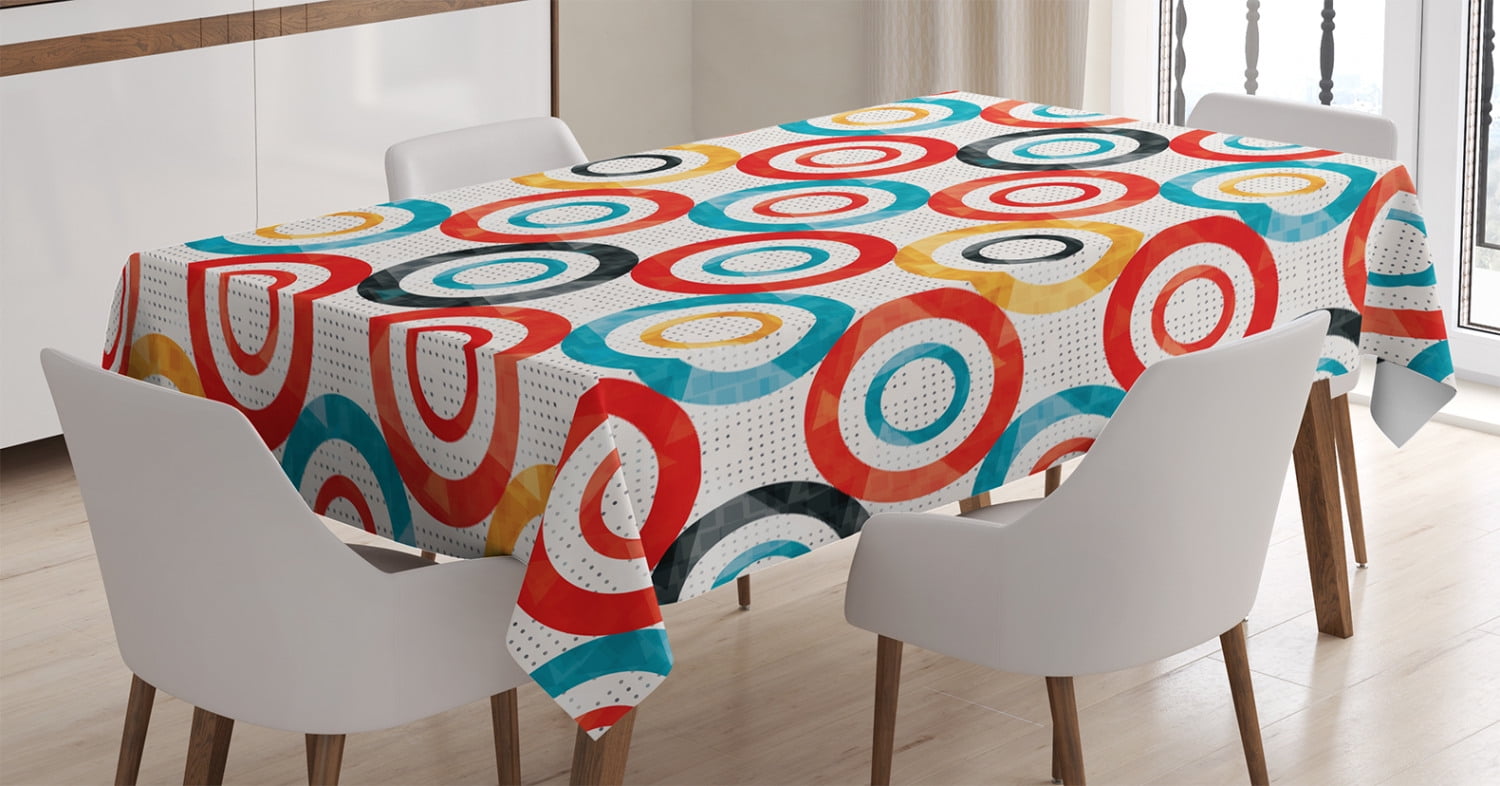 Ambesonne Psychedelic Tablecloth Rectangular Table Cover, Retro Music ...