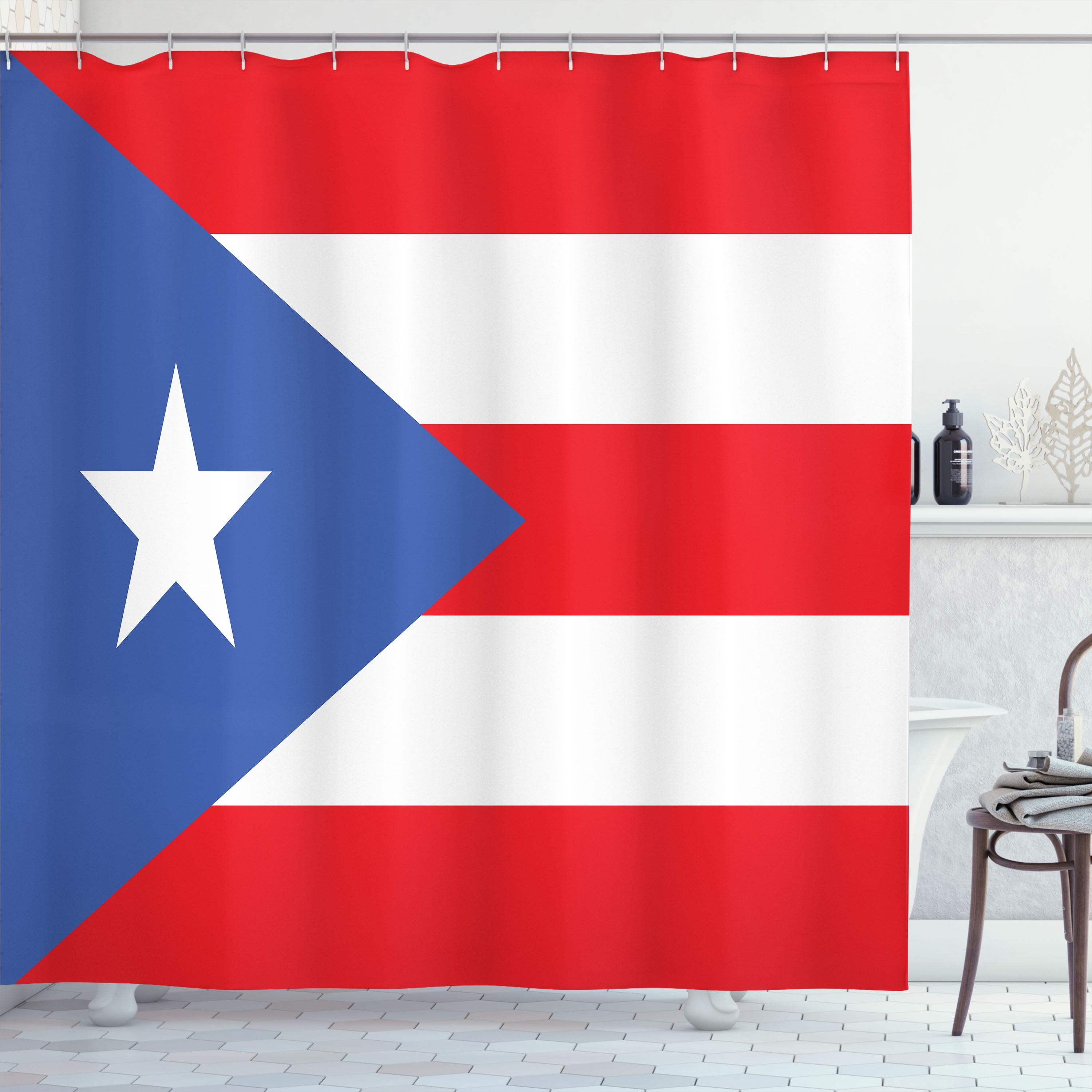 Ambesonne Puerto Rico Shower Curtain, Flag with Stripes Star, 69"Wx84"L ...