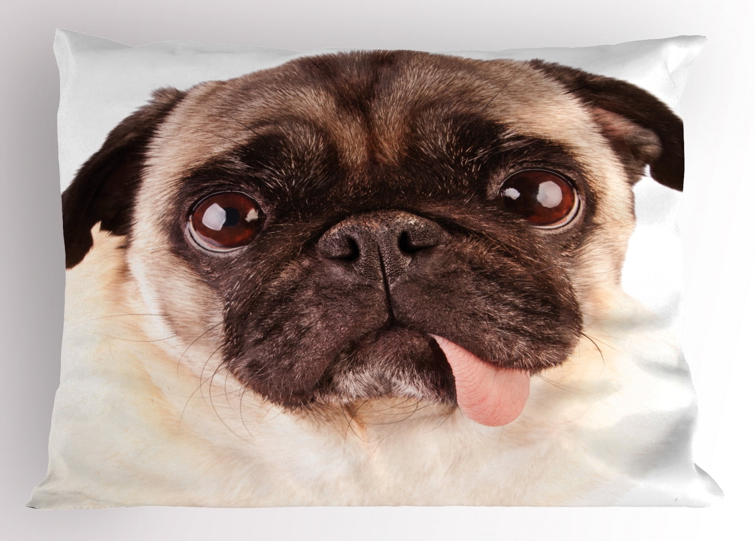 Ambesonne Pug Pillow Sham, Upset Dog Sad Eyed Pet, 26" X 20", Brown ...