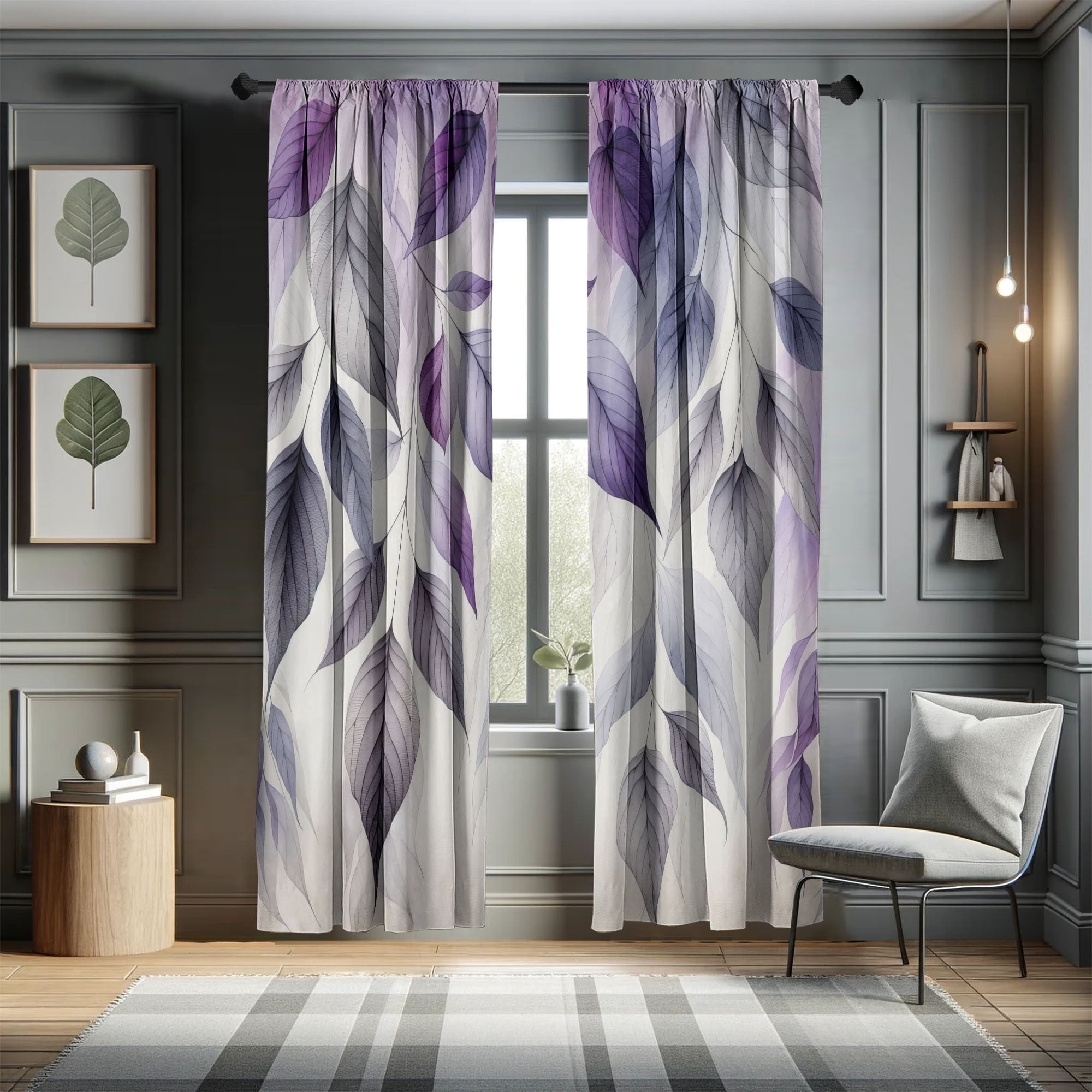 Ambesonne Purple Curtains, Cascading Down Leaves Fall, Pair of 28"x84 ...