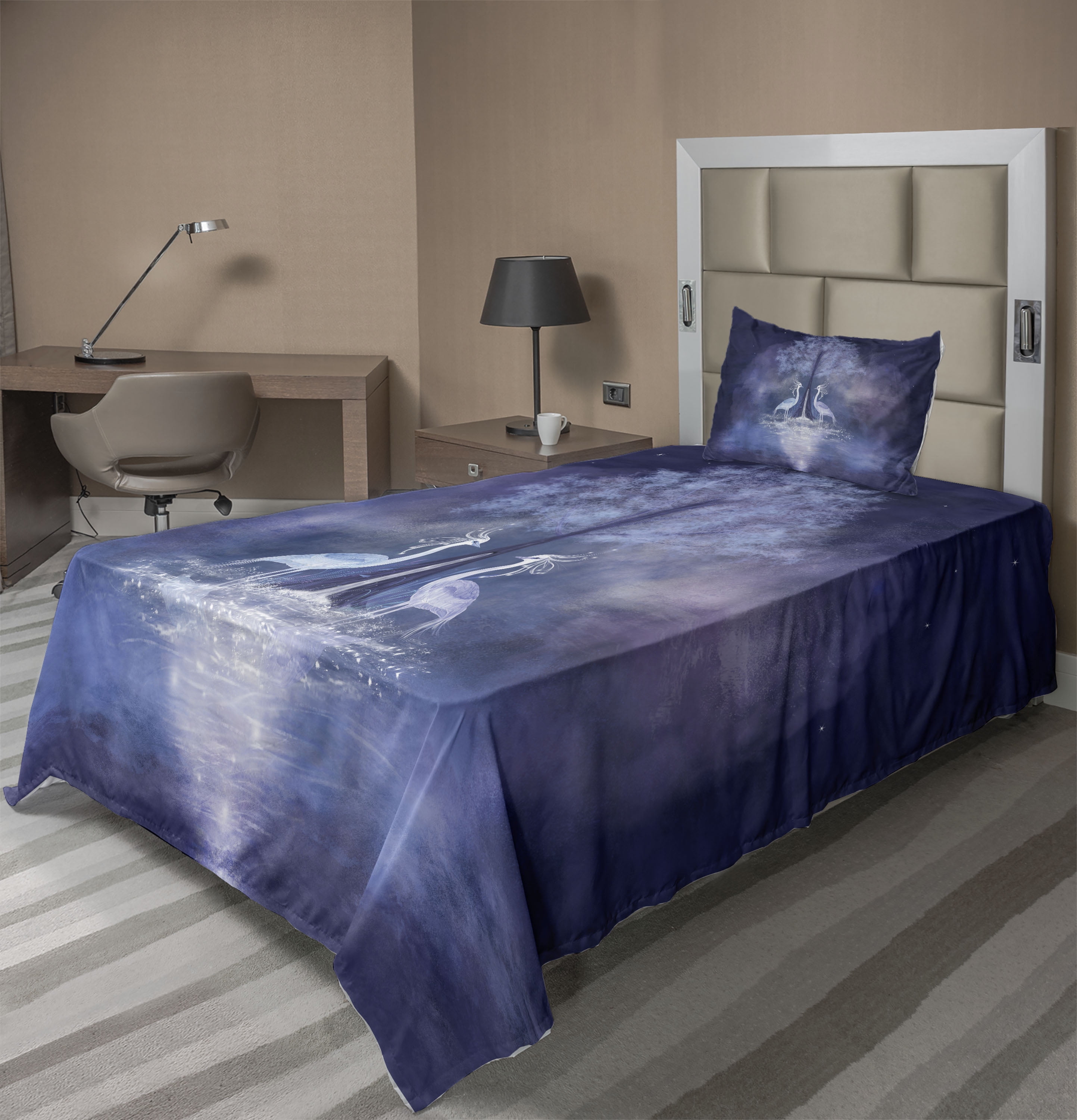 Ambesonne Purple Fitted & Top Sheet Set with Sham, Mythical Dreamy ...