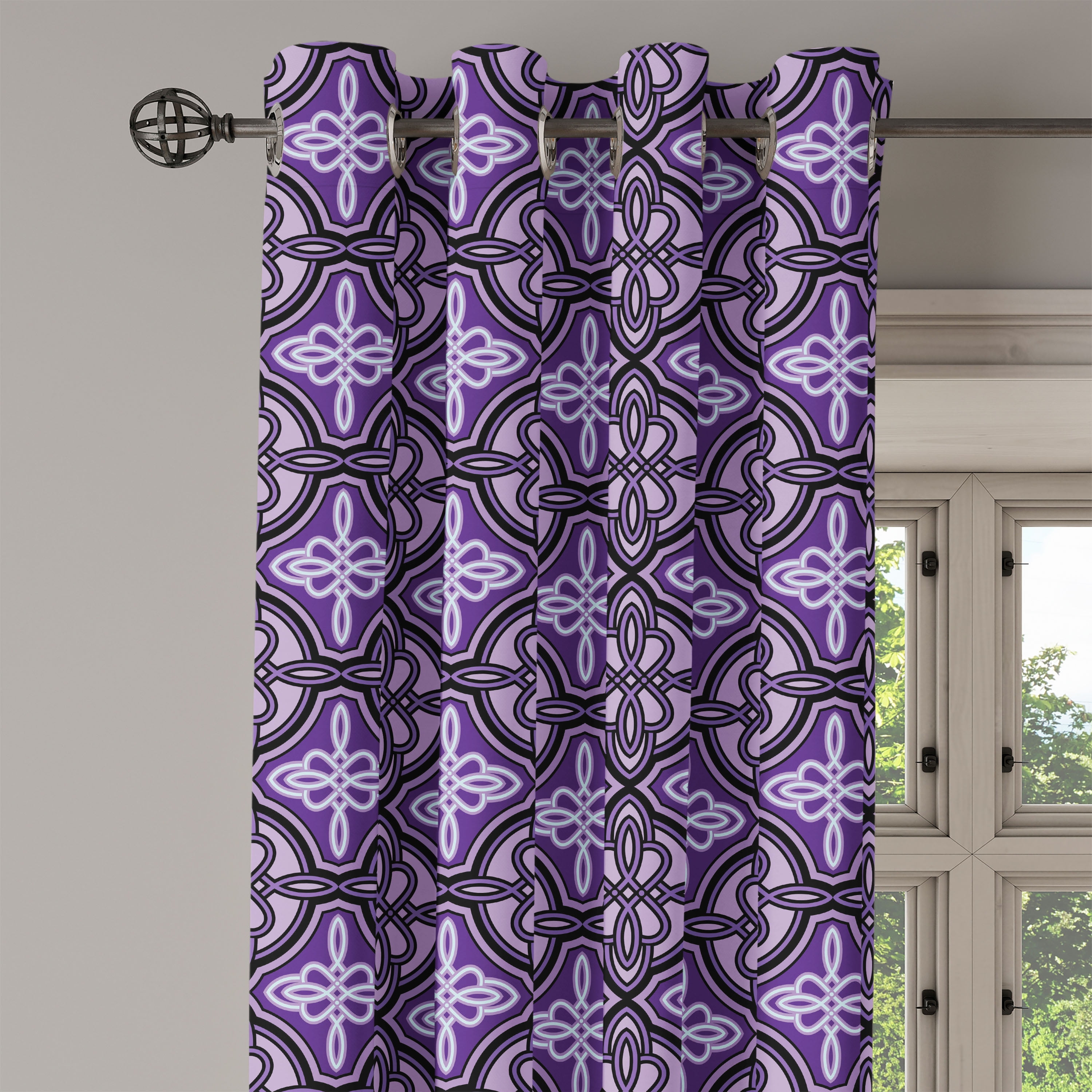 Ambesonne Purple Grommet Curtain Single Panel, Celtic Knot Art, 50"x60 ...