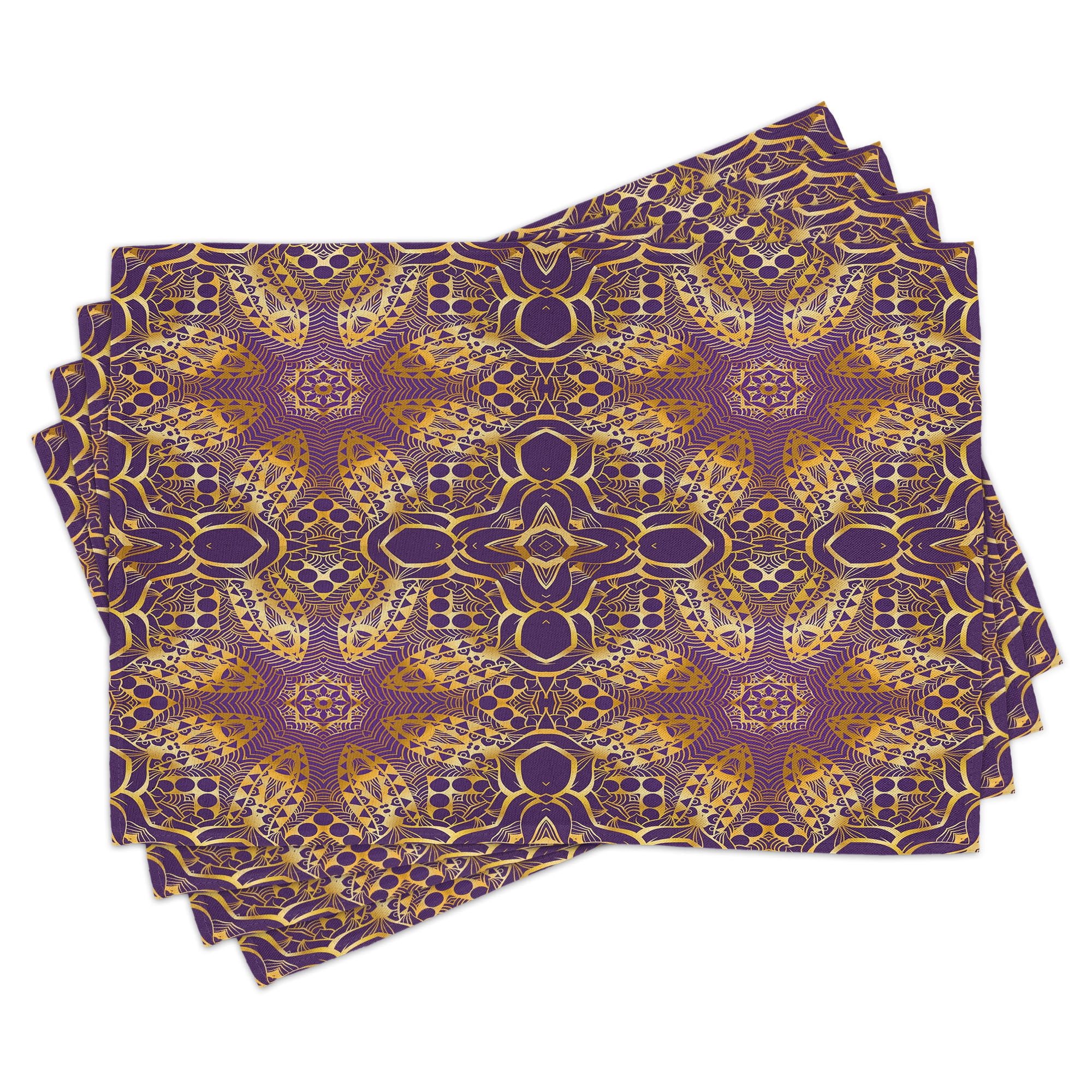 Ambesonne Purple Mandala Place Mats Set of 4, Boho Motif, Standard Size ...