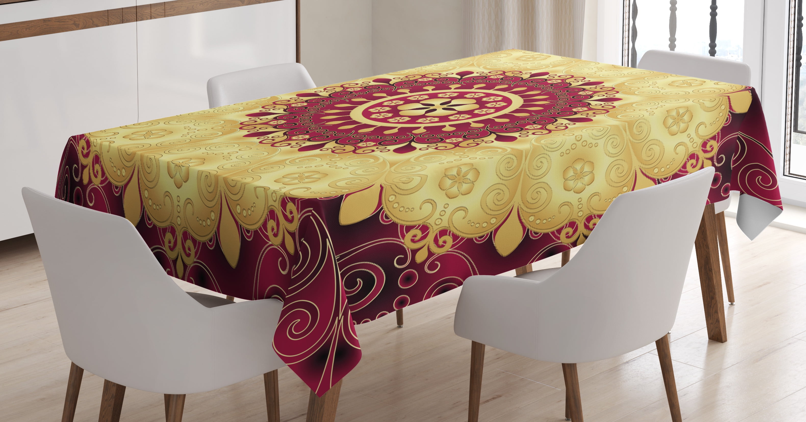 Ambesonne Purple Mandala Tablecloth Rectangular Table Cover, Old ...
