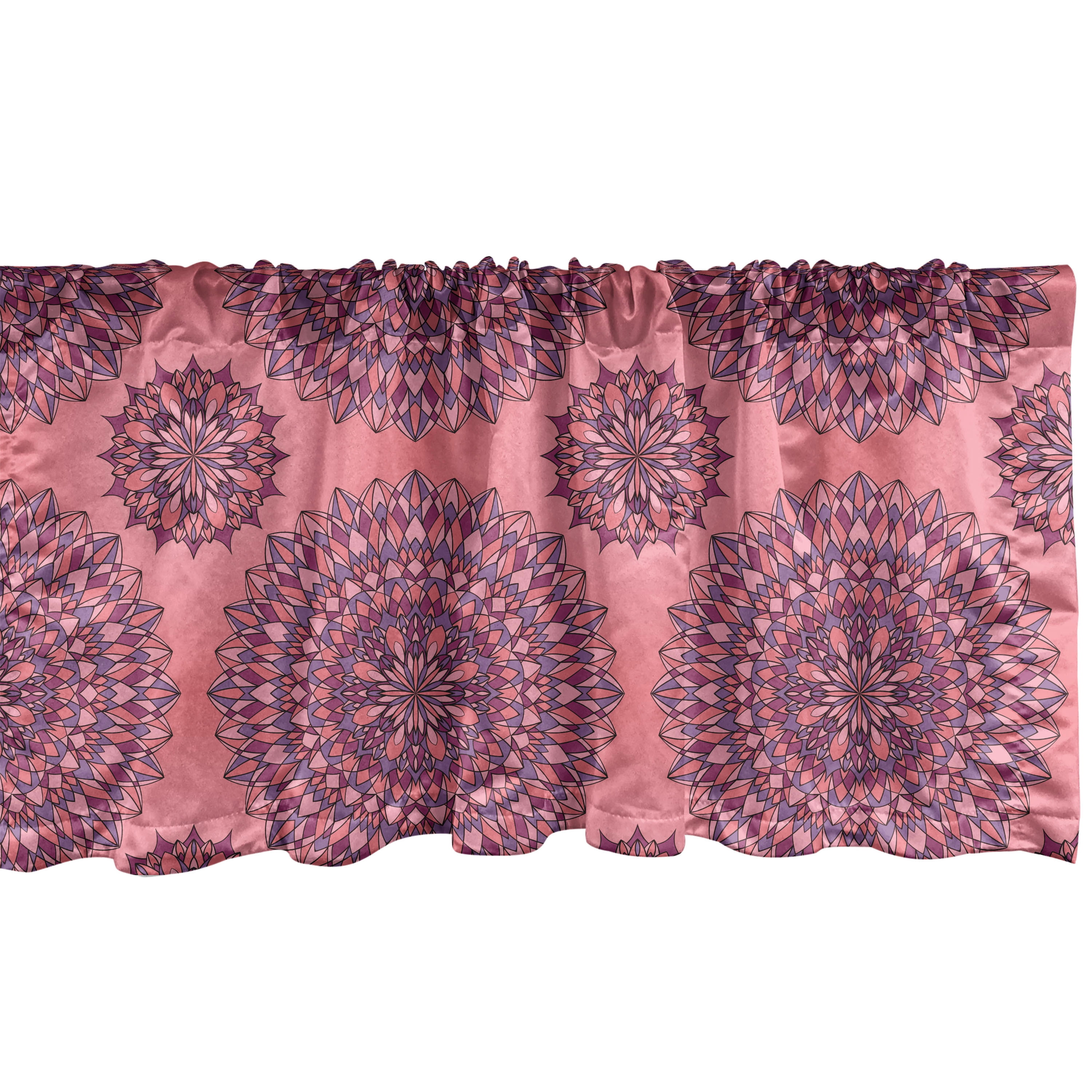 Ambesonne Purple Mandala Window Valance, Boho Filigree Art, 54" X 18 ...