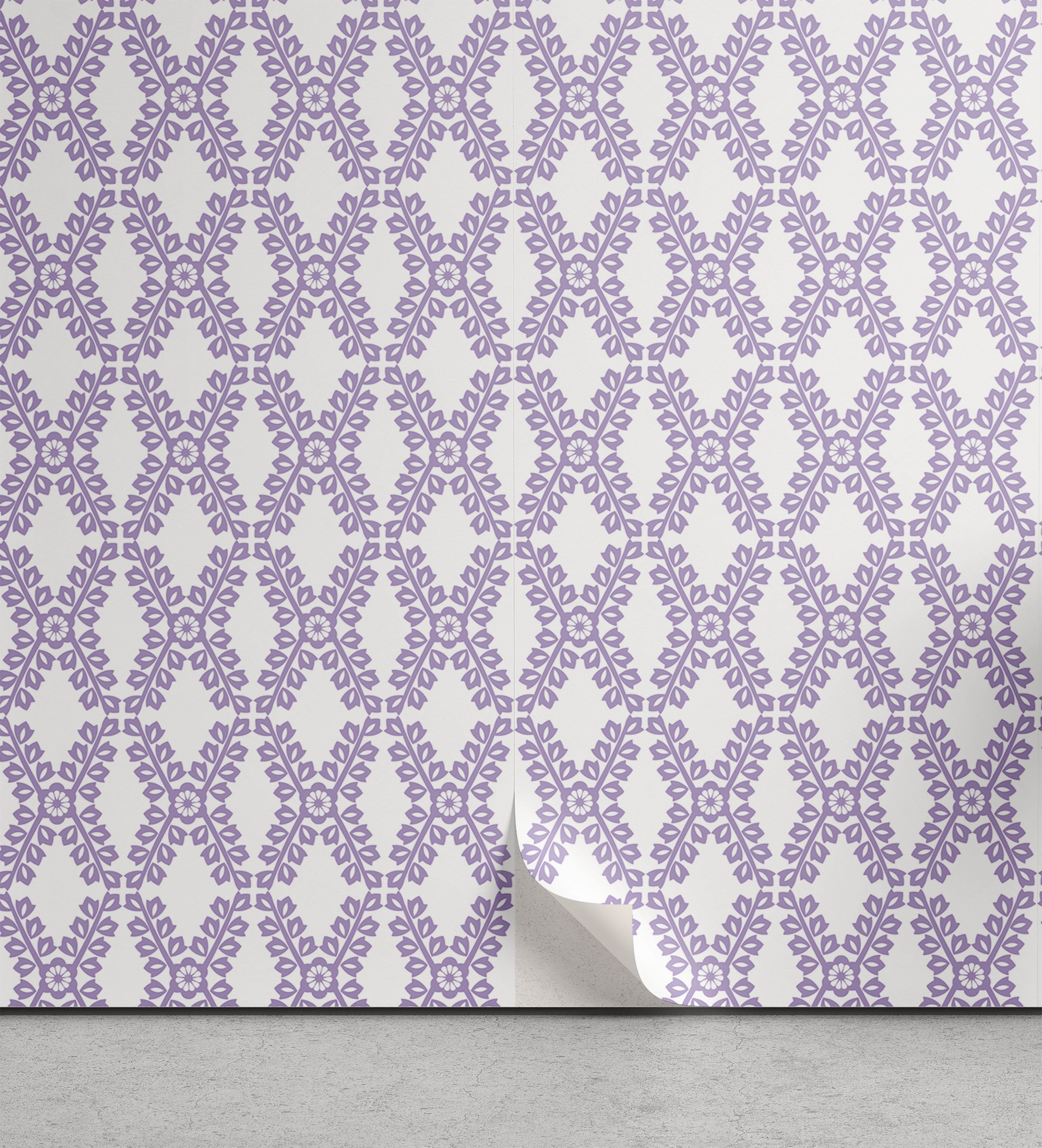 Ambesonne Purple Peel & Stick Wallpaper for Home, Pastel Colored Floral ...