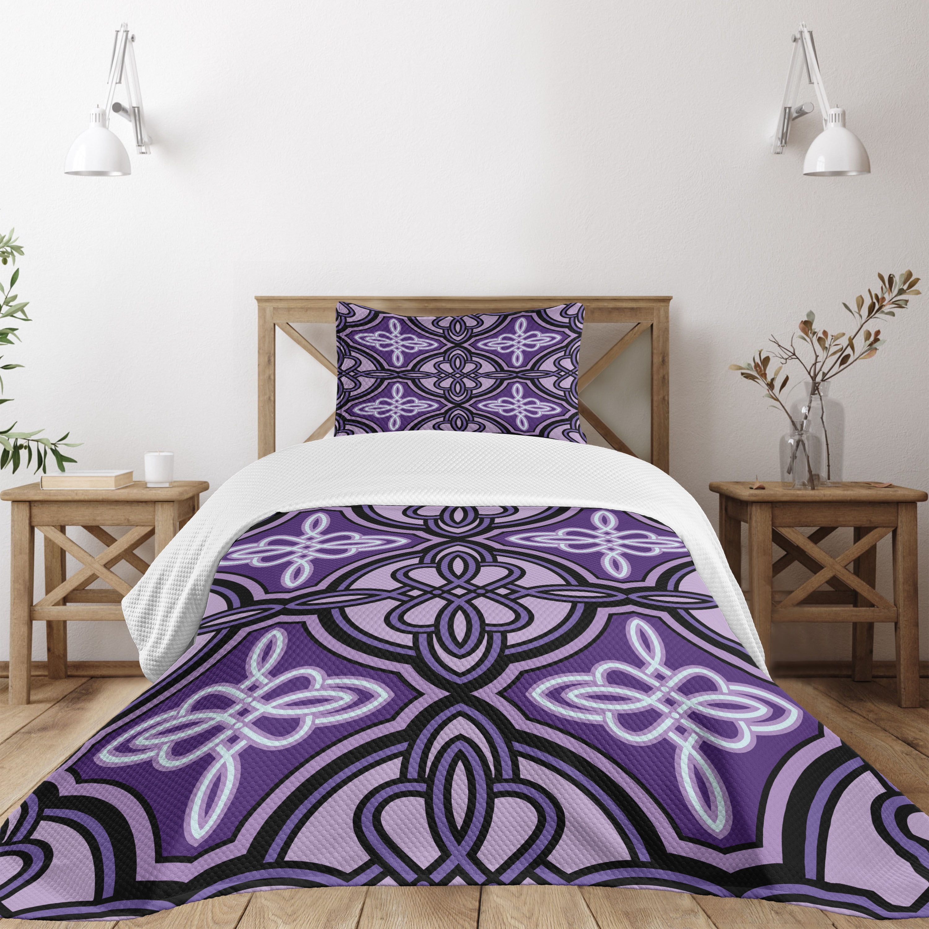Ambesonne Purple Quilted Bedspread Set 2 Pcs, Celtic Knot Art, Twin ...