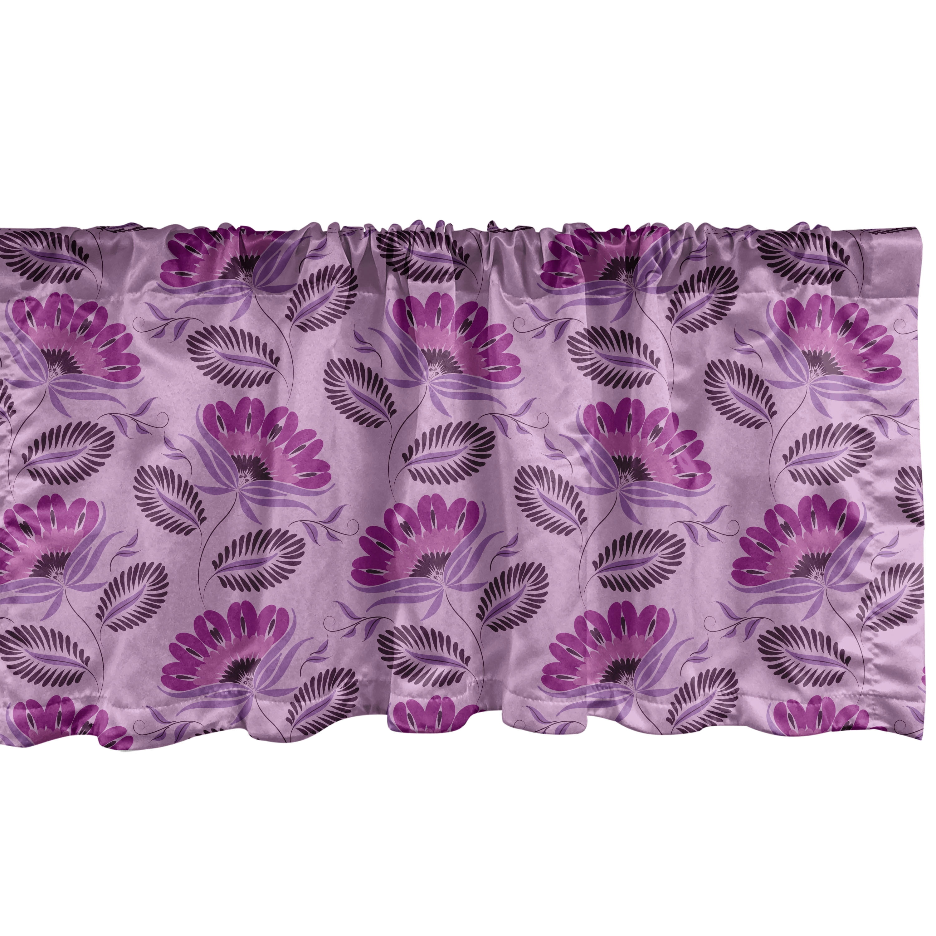 Ambesonne Purple Window Valance, Nature Inspired Flora, 42" x 12 ...