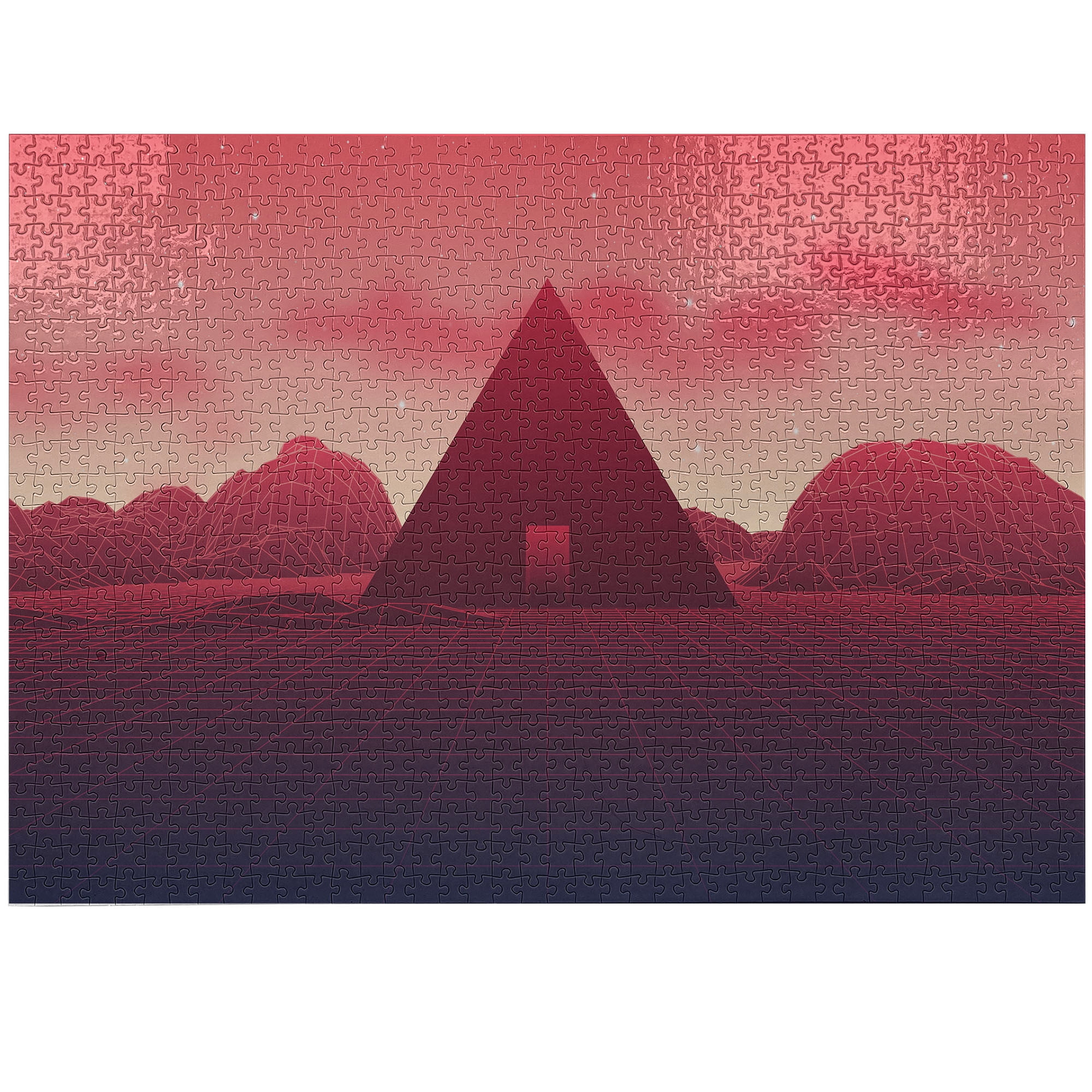 Ambesonne Pyramid Jigsaw Puzzle Durable Cardboard, Retrowave Inspired ...