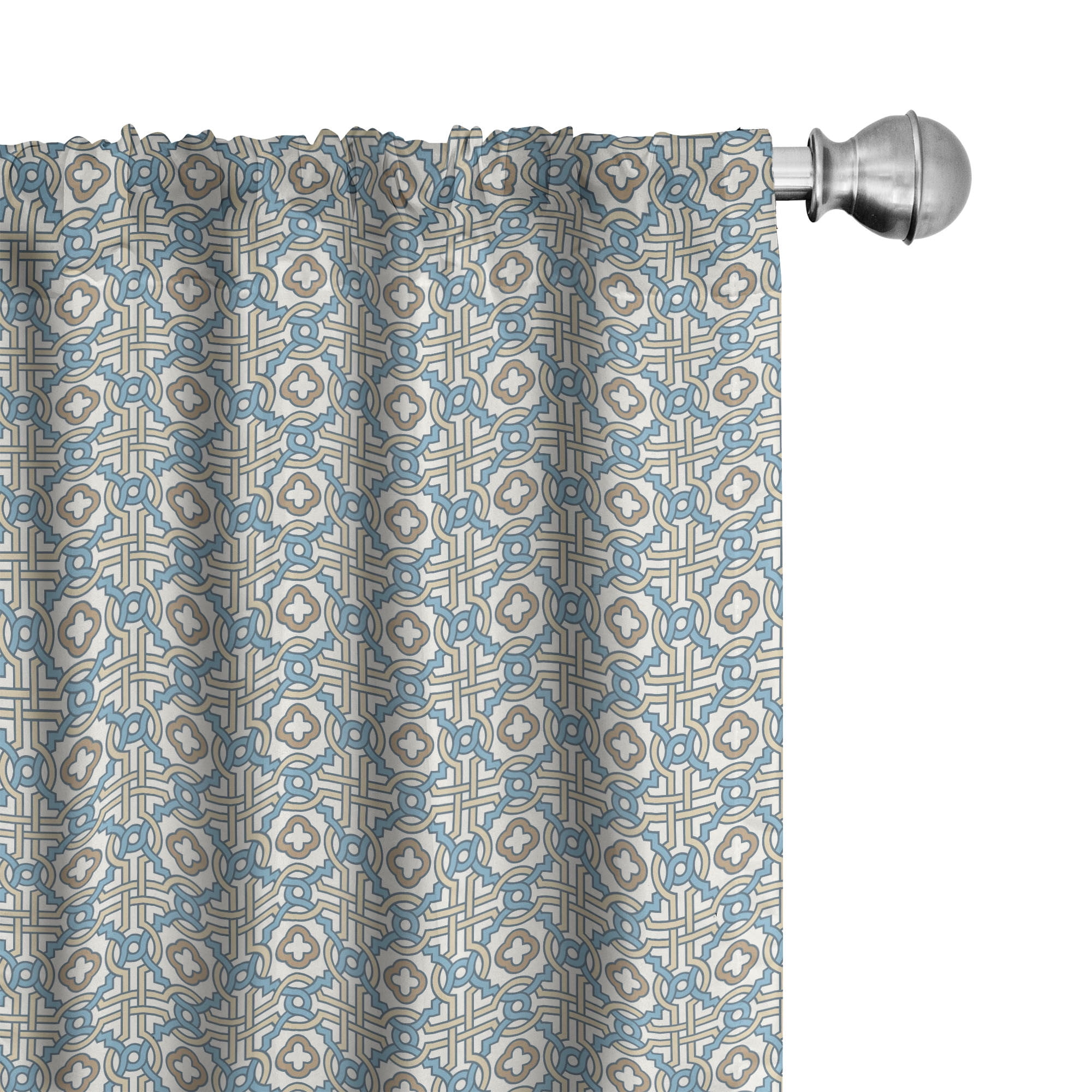 Ambesonne Quatrefoil Curtains, Circular Star Tile Motif, Pair of 28"x63 ...
