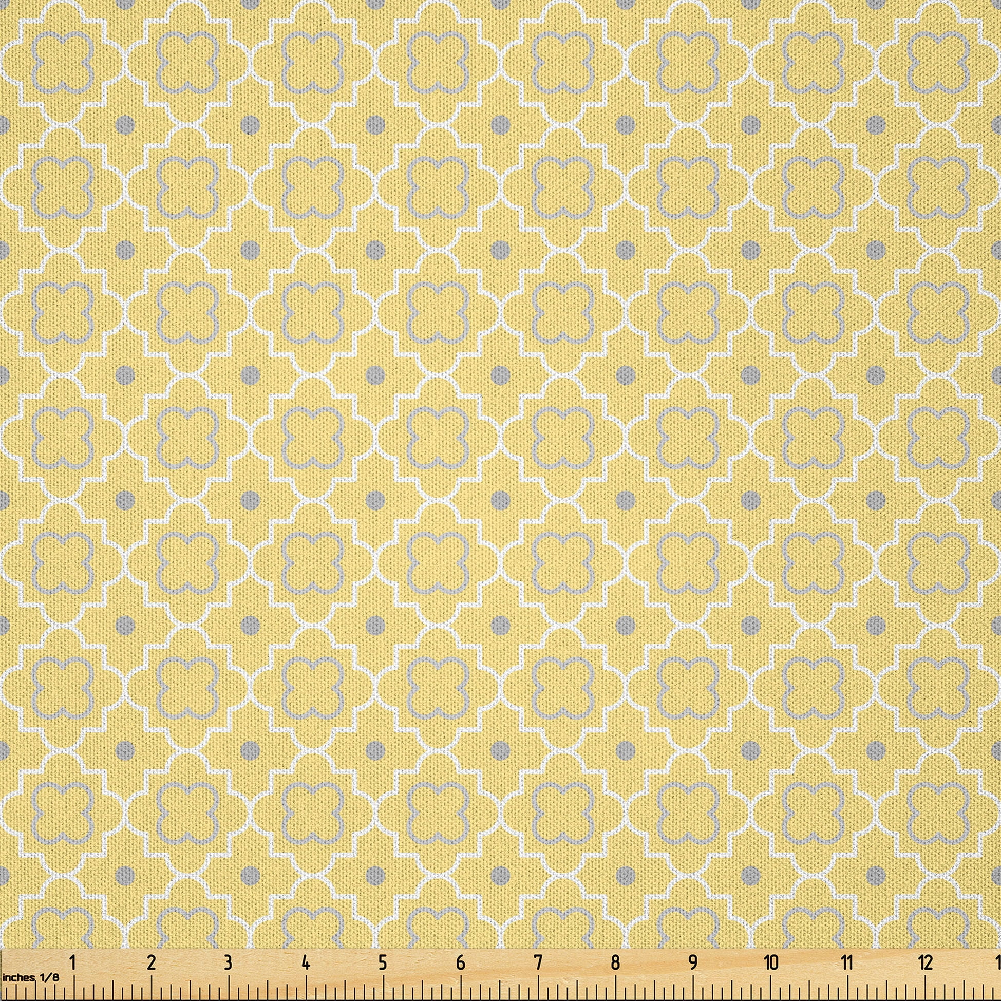 Ambesonne Quatrefoil Fabric by the Yard Microfiber, Pattern with ...