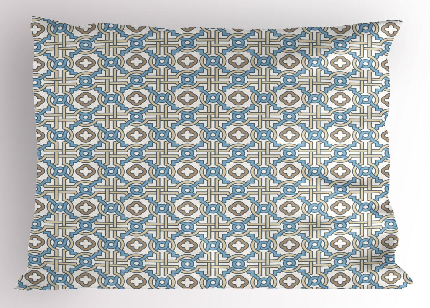 Ambesonne Quatrefoil Pillow Sham, Circular Star Tile Motif, 26" X 20 ...