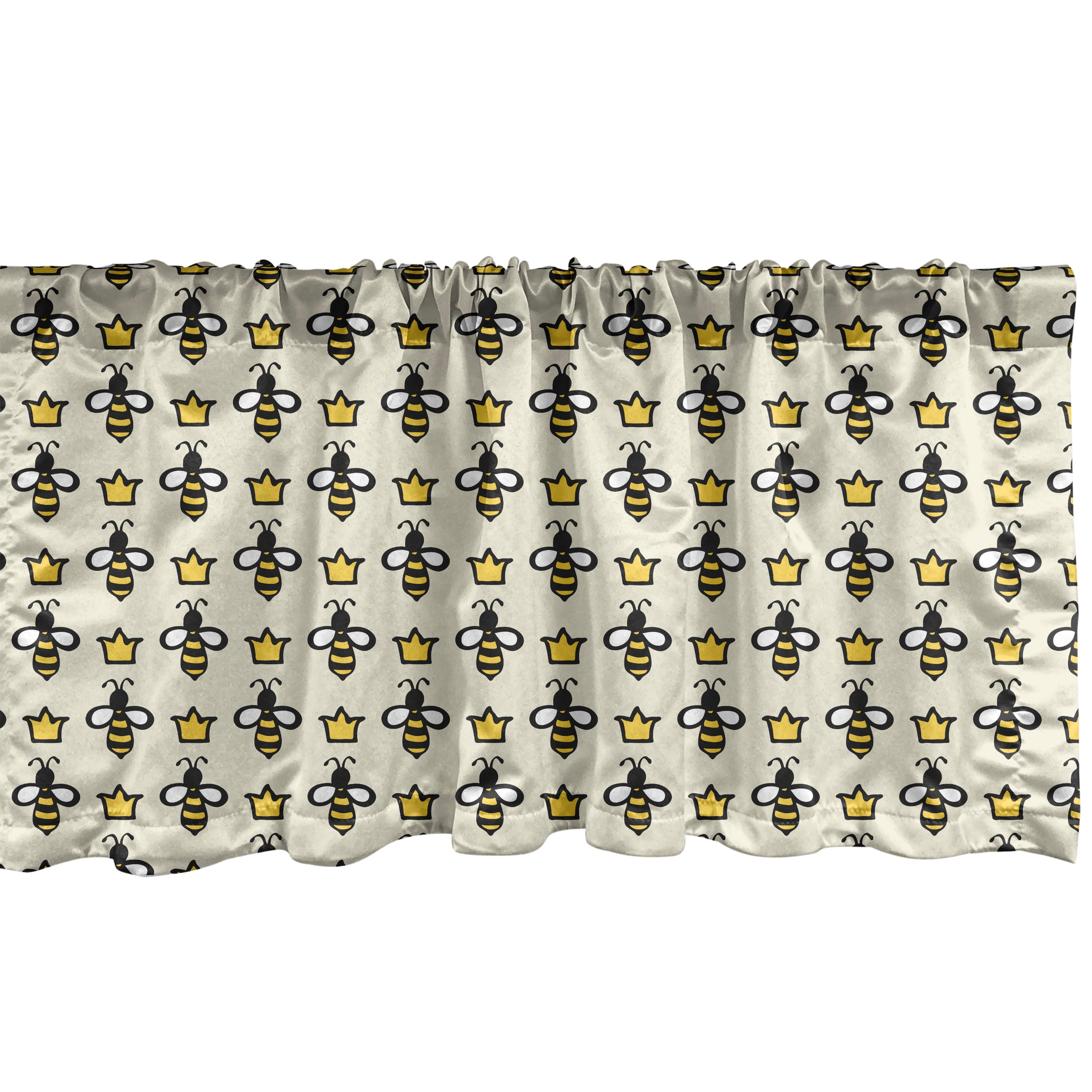 Ambesonne Queen Bee Window Valance, Cartoon Style Bees Crowns, 54" X 12 ...