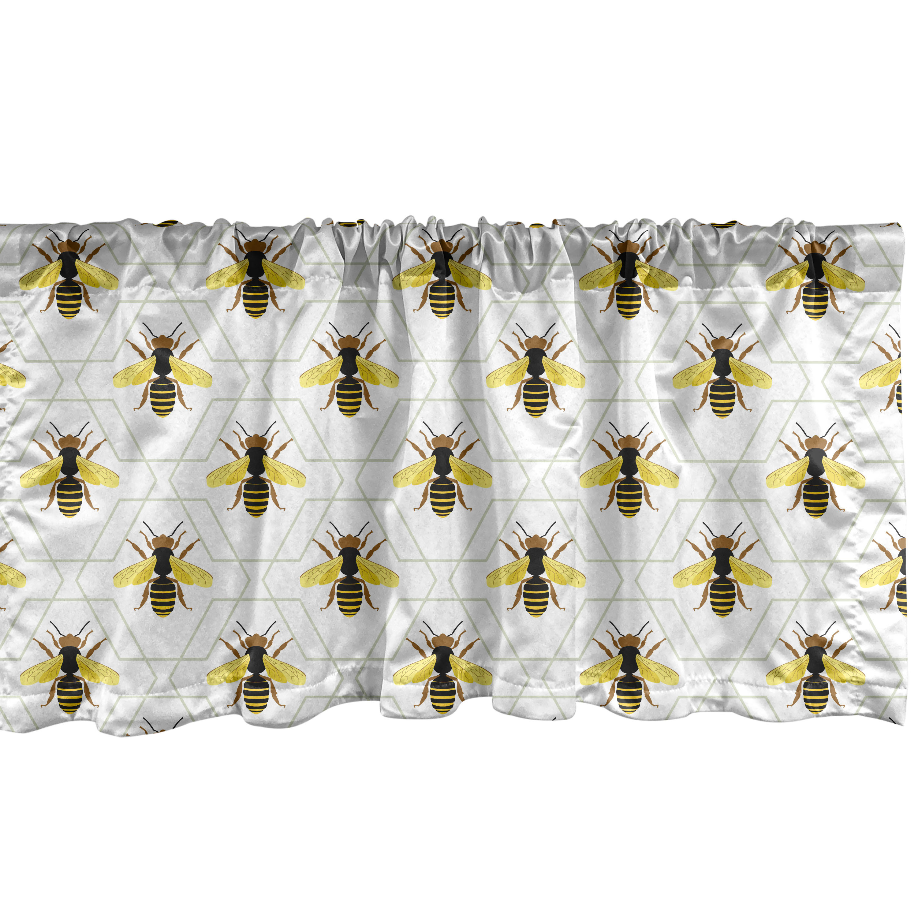 Ambesonne Queen Bee Window Valance, Silhouettes on Hexagons, 54" X 18 ...