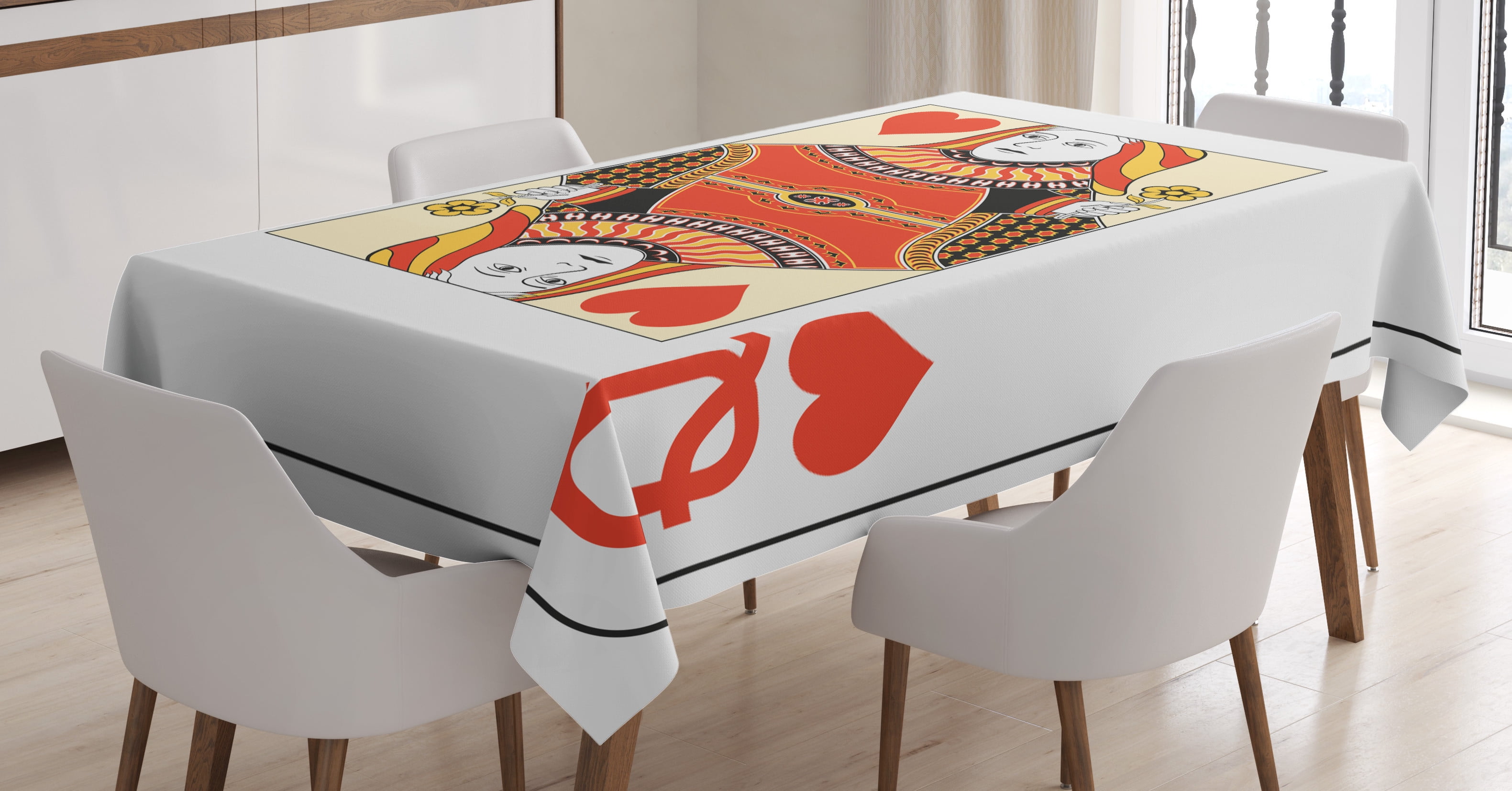 Ambesonne Queen Tablecloth Rectangular Table Cover, Playing Poker Card ...