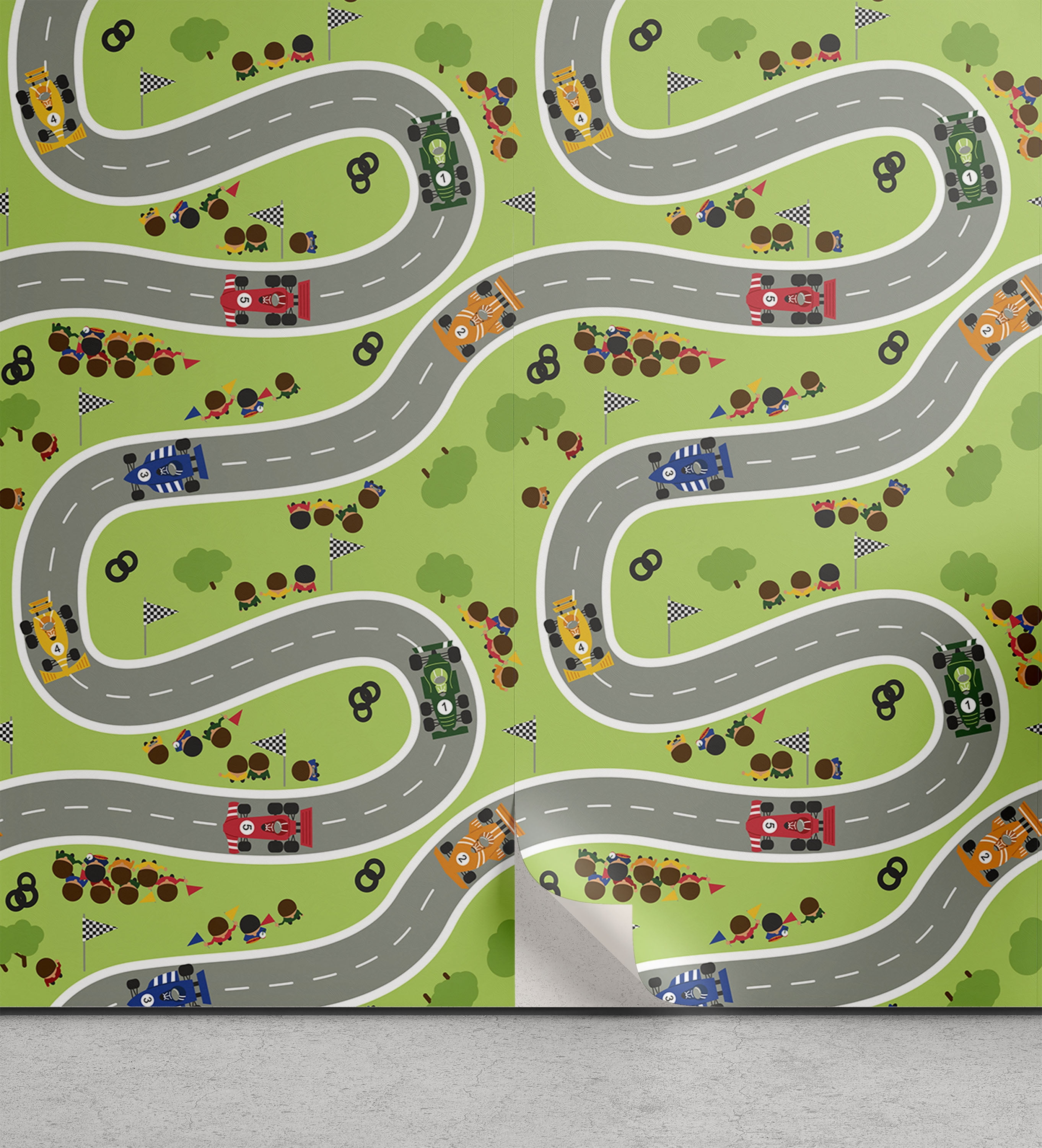 Ambesonne Race Car Peel & Stick Wallpaper for Home, Racing Road Map ...