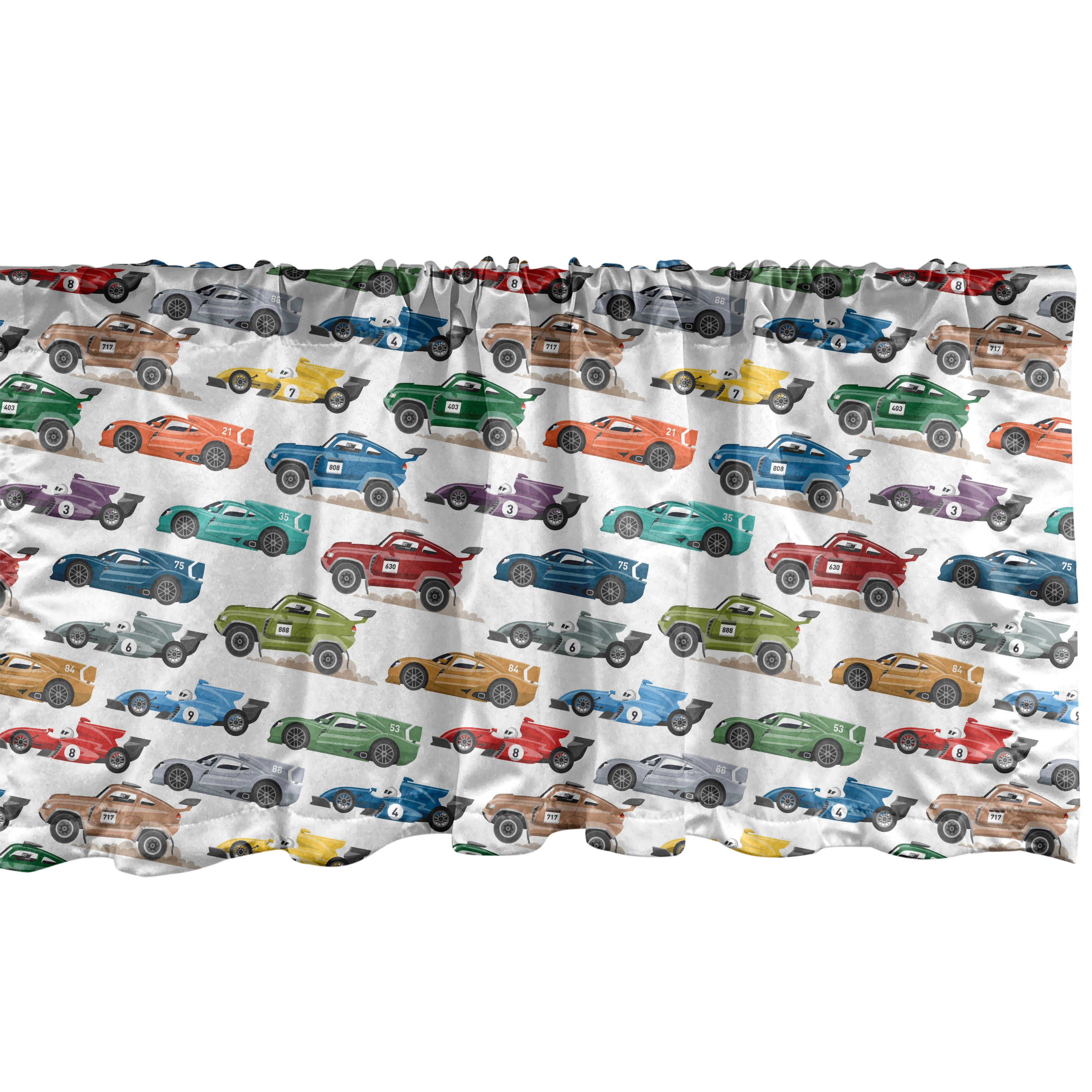 Ambesonne Race Car Valance Pack of 2, Diagonal Vehicles Speeding, 42 ...