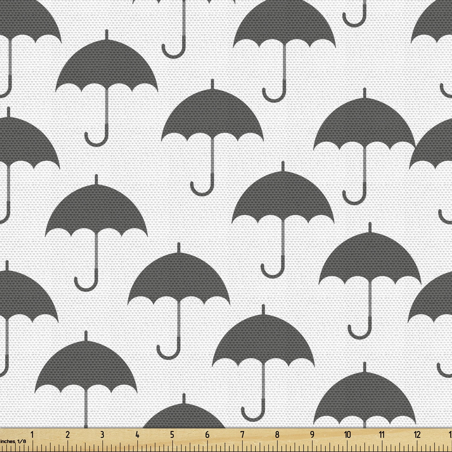 Ambesonne Rain Fabric by the Yard Upholstery, Umbrella Greyscale ...