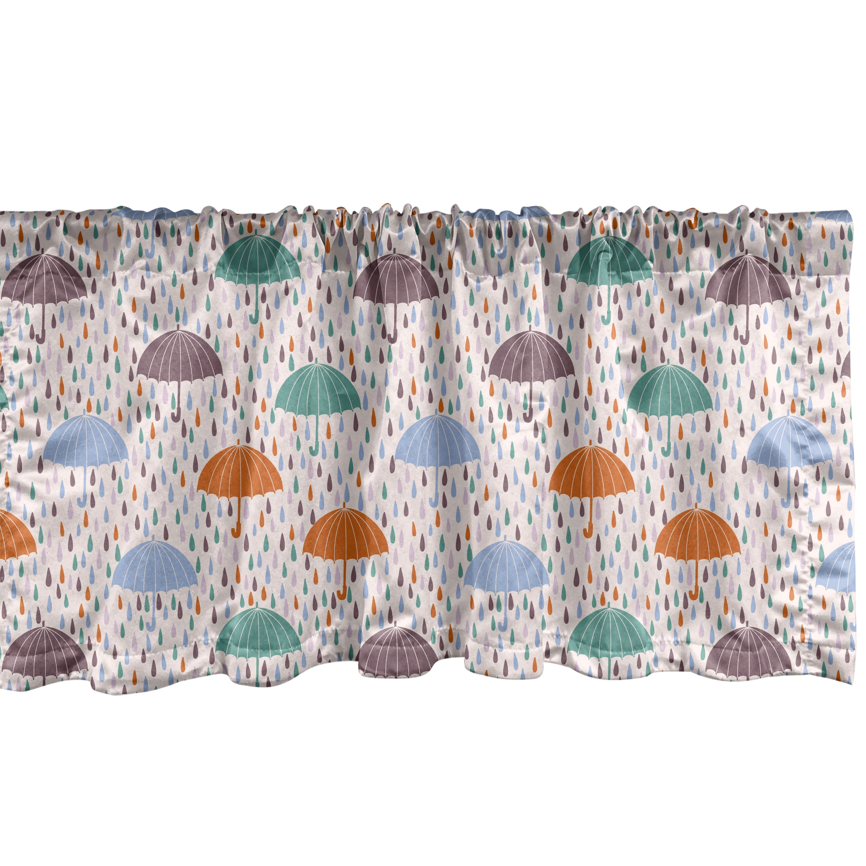 Ambesonne Rain Window Valance, Illustration of Handle Umbrella ...