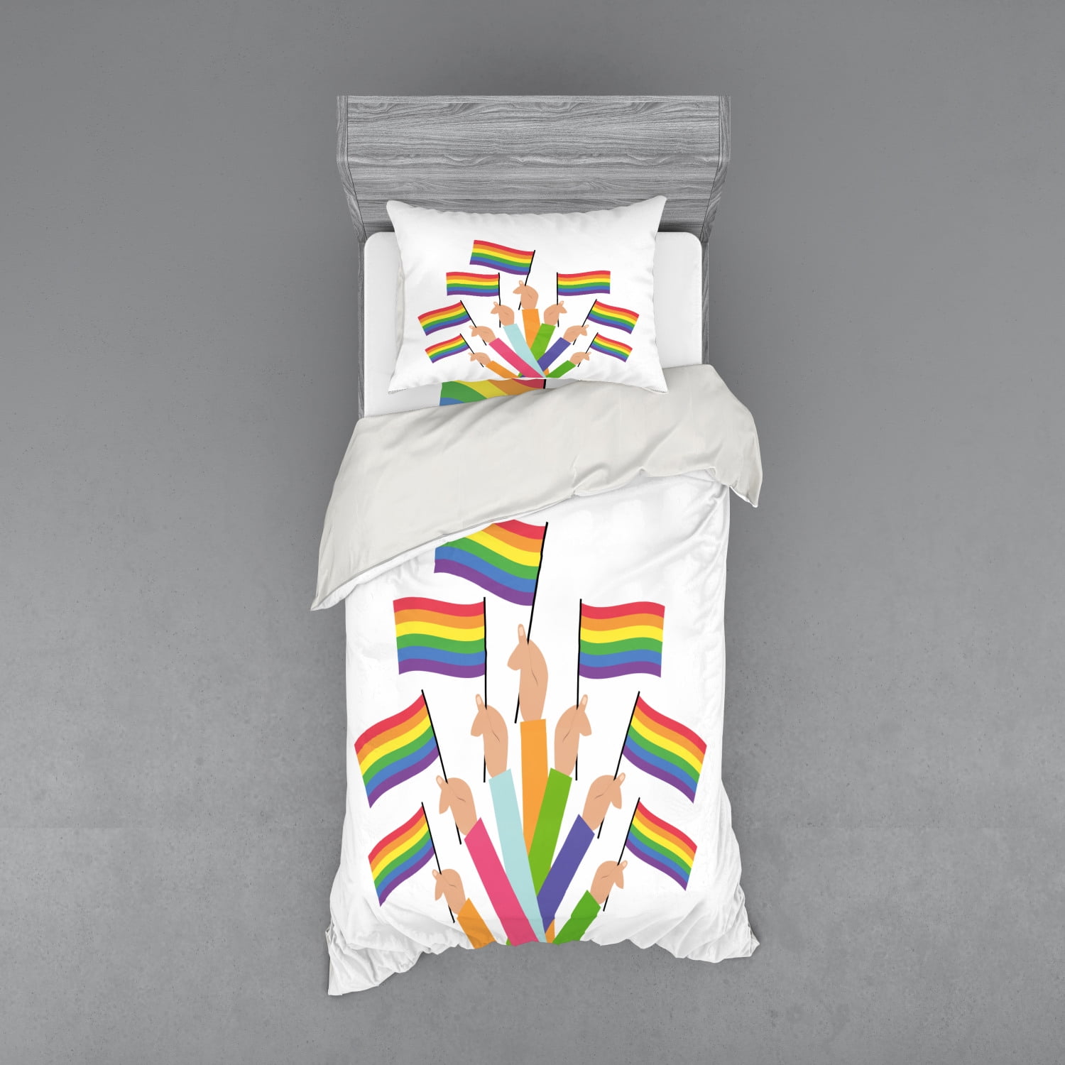 Ambesonne Rainbow Bedding Set 3 Pcs, LGBT Pride Flags Love Wins, Twin ...