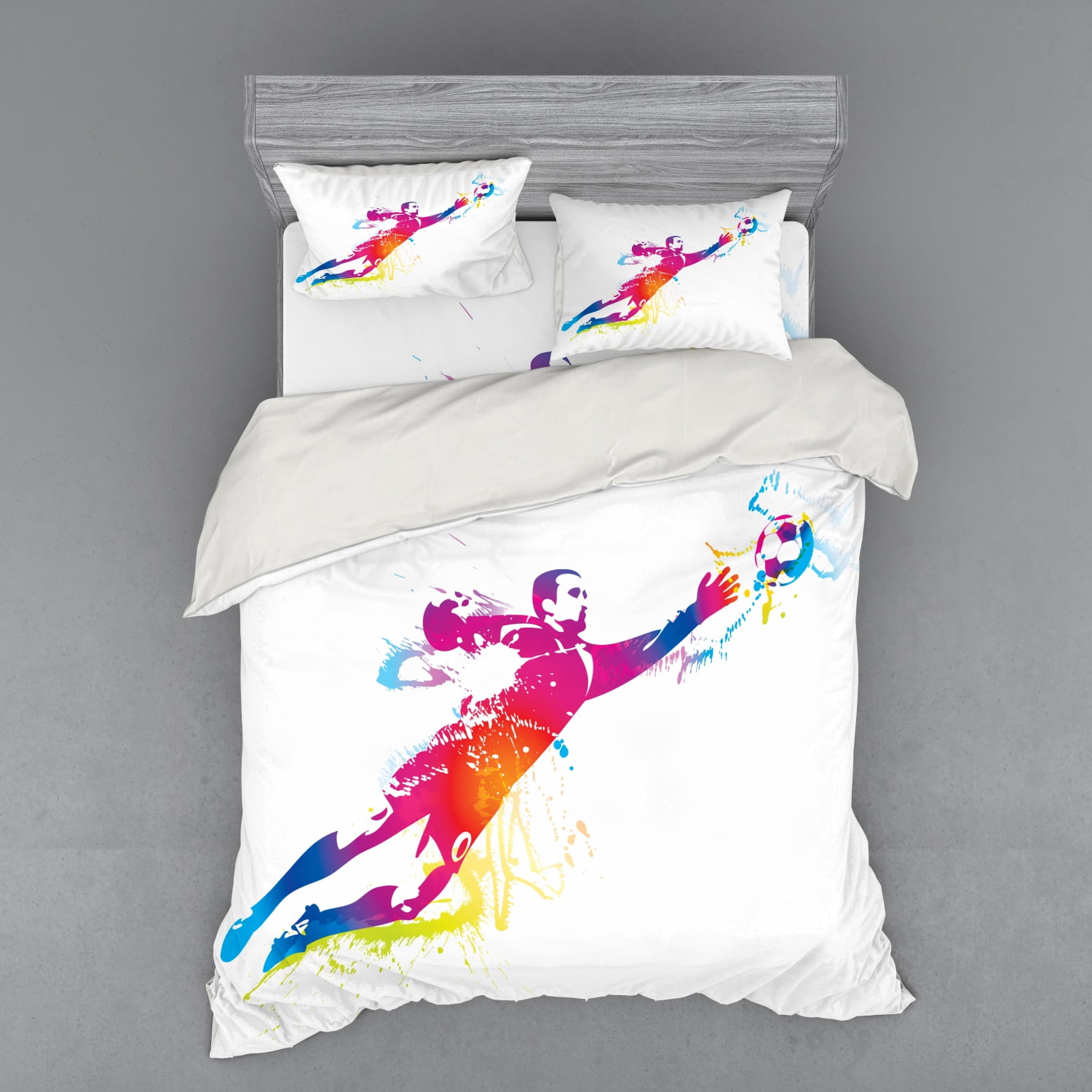 Ambesonne Rainbow Bedding Set 4 Pcs, Goalkeeper Catches Ball, Queen ...