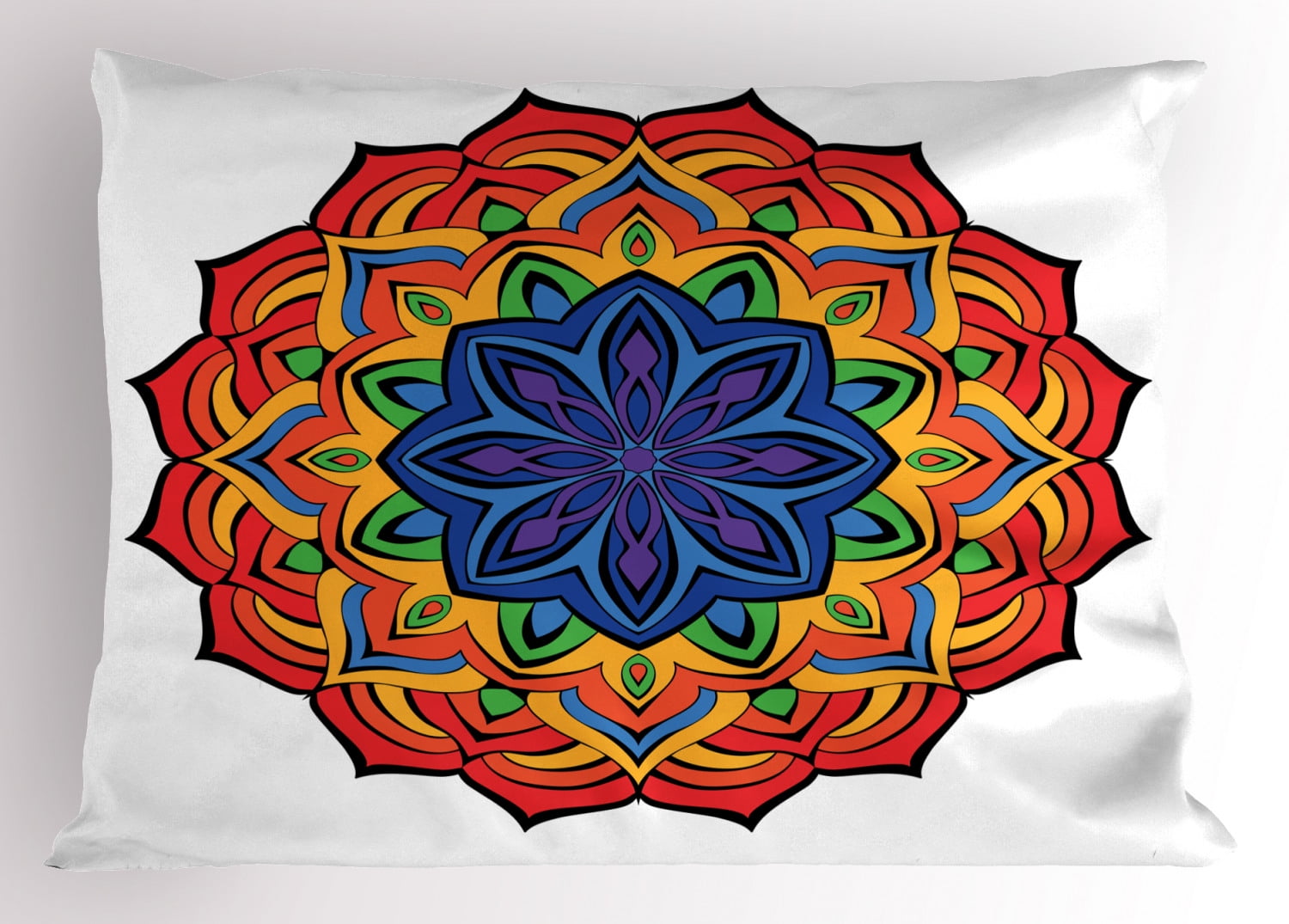 Ambesonne Rainbow Mandala Pillow Sham, Cinnamon Flowers, 26" X 20 ...