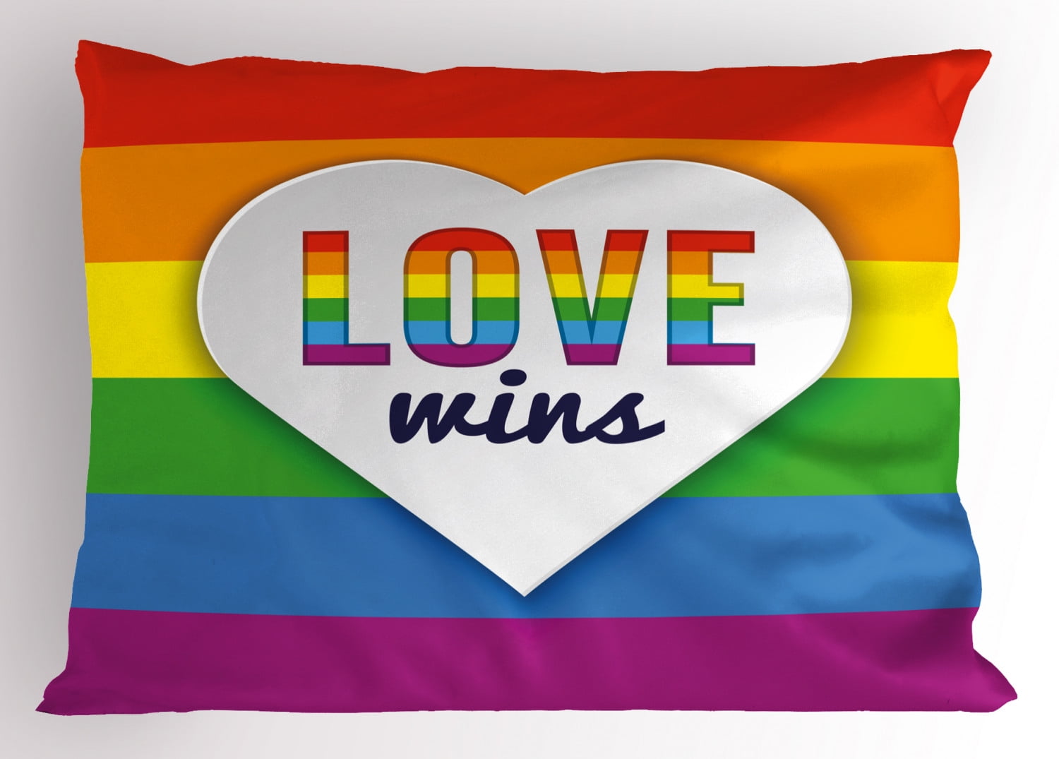 Ambesonne Rainbow Pillow Sham, LGBT Pride Love Wins, 36" X 20 ...