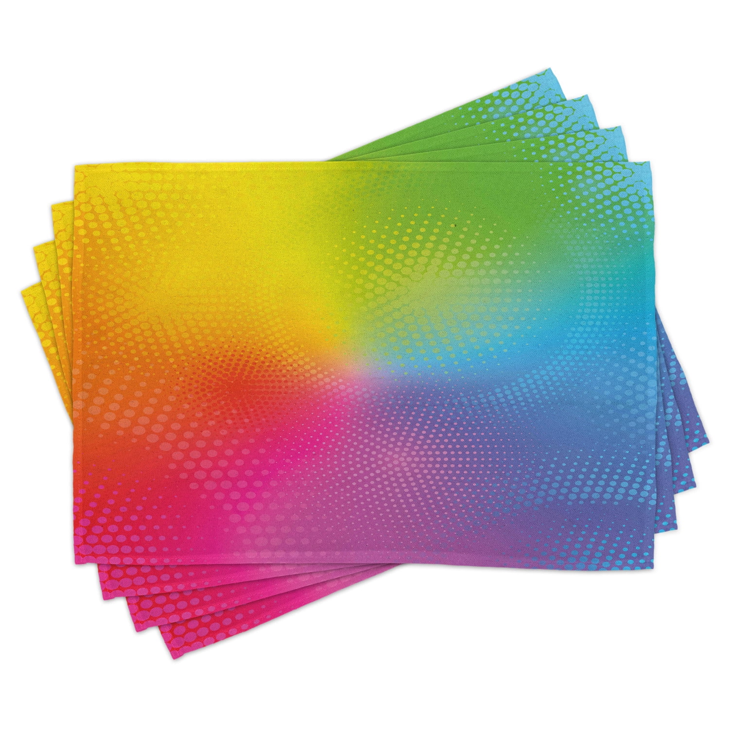 Ambesonne Rainbow Place Mats Set of 4, Vibrant Radiant Colors, Standard ...