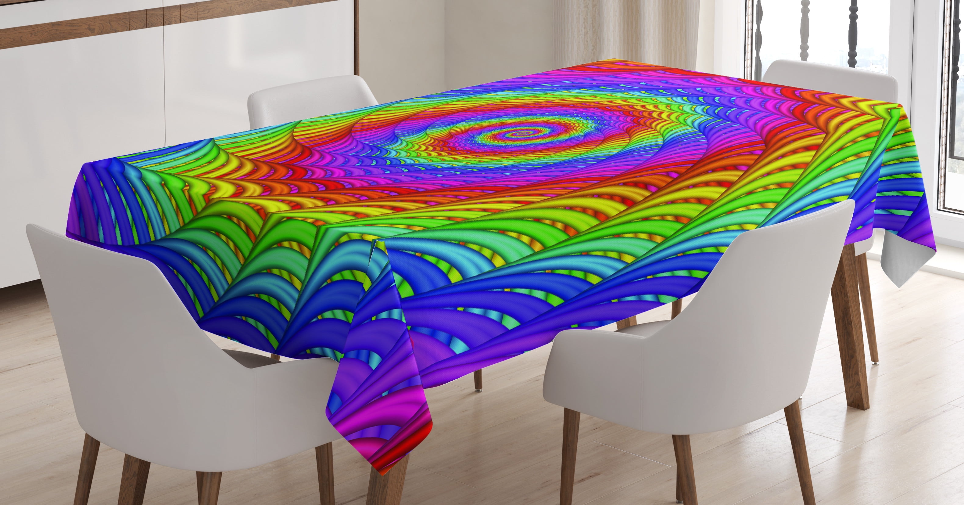 Ambesonne Rainbow Tablecloth Rectangular Table Cover, Contemporary ...