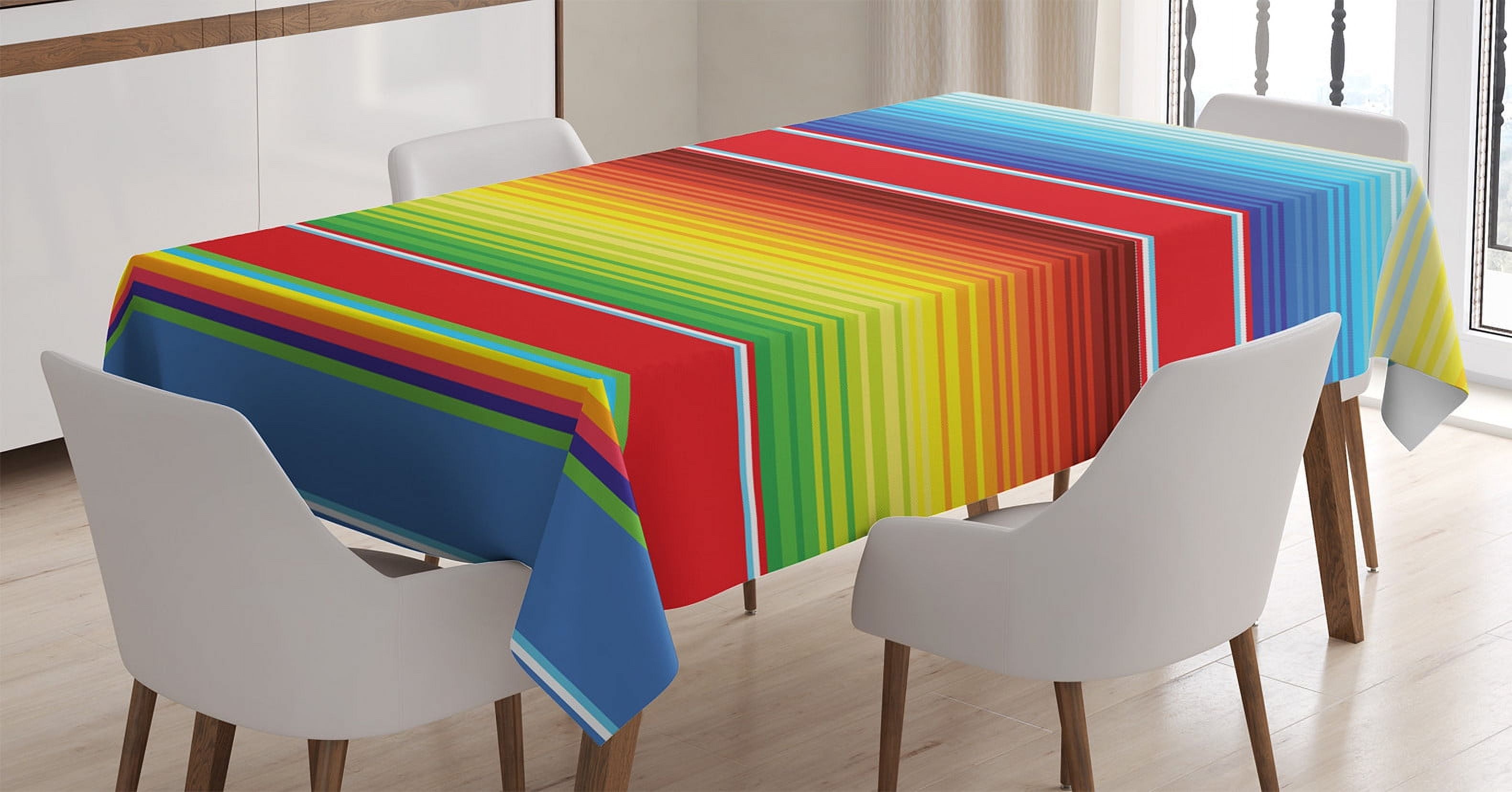 Ambesonne Rainbow Tablecloth Rectangular Table Cover, Mexican Pattern ...